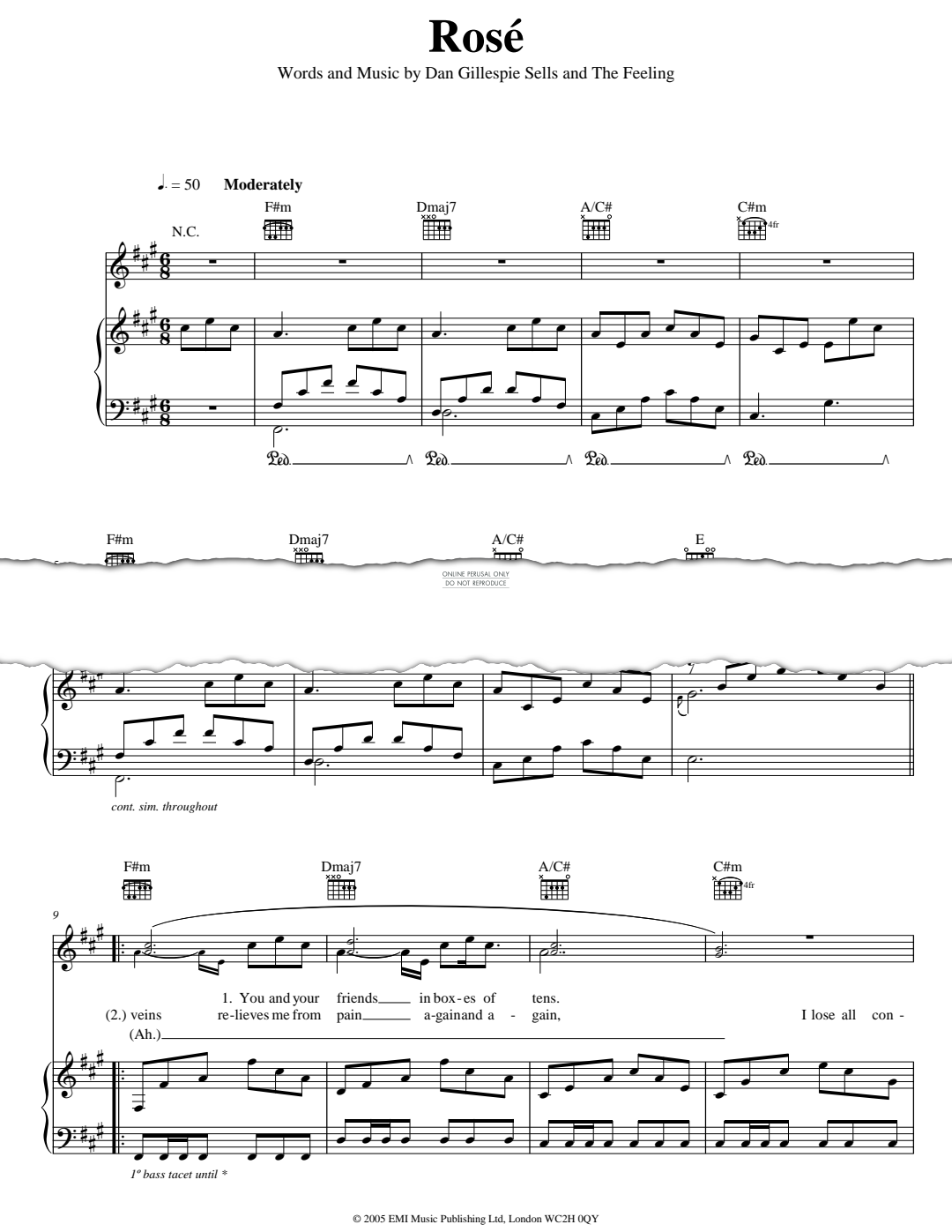 Rose - Noten von The Feeling - fbd-203 | notendownload