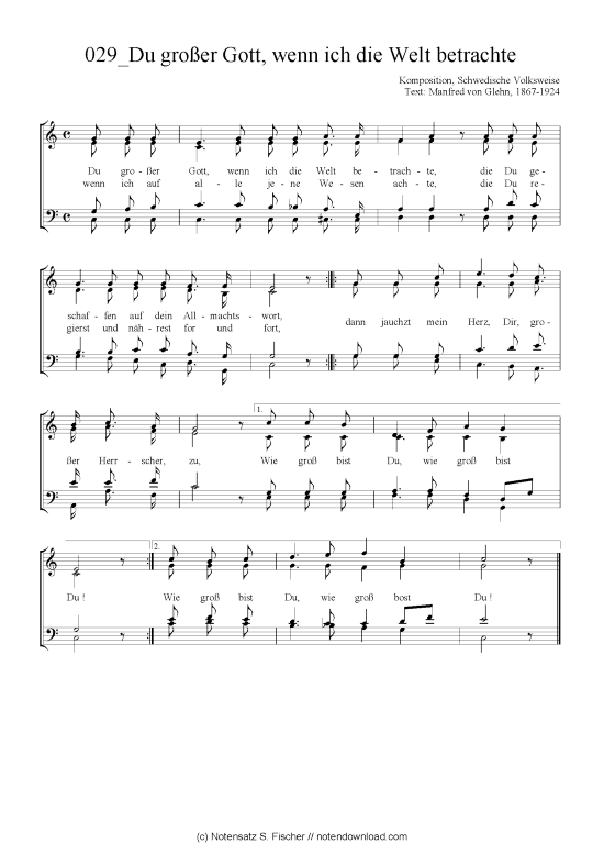 Du großer Gott, wenn ich die Welt betrachte - sheet music by ...