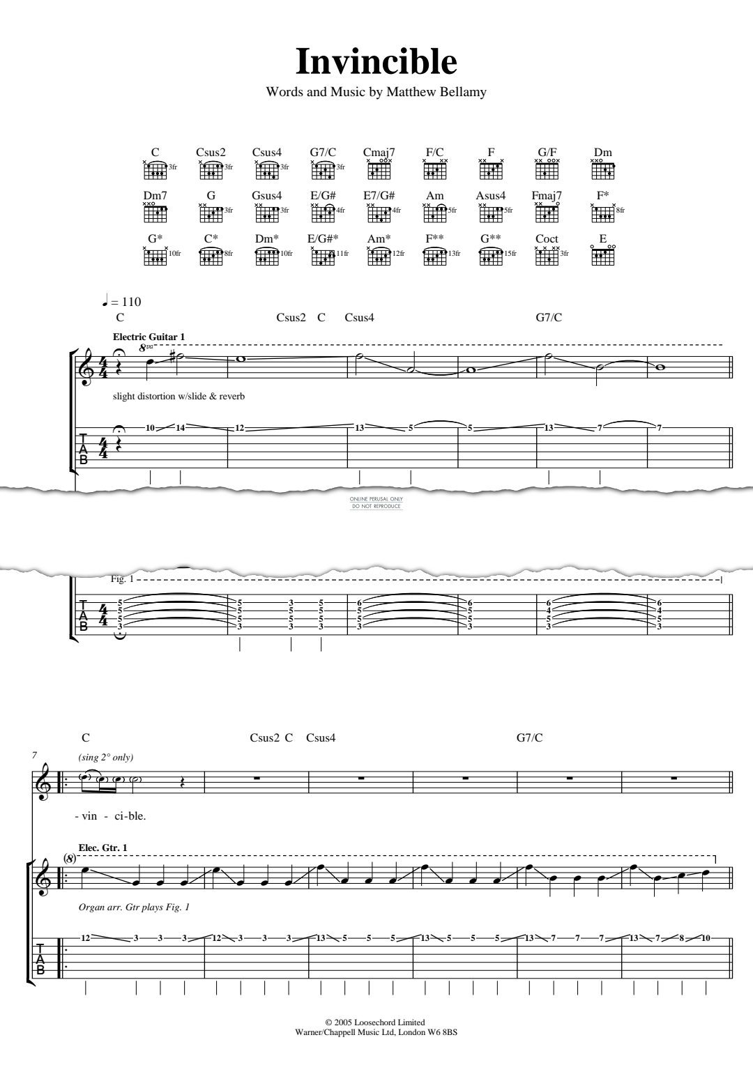 Invincible (Muse) | Sheet Music: Guitar, Voice | PDF Download