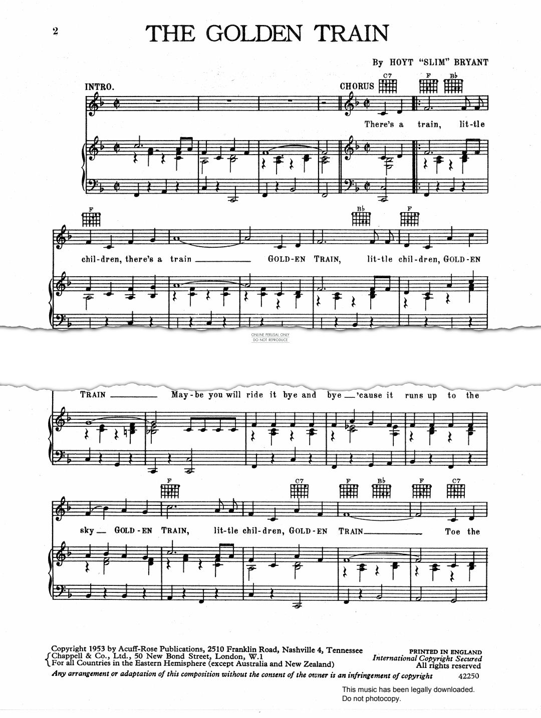 The Golden Train (Hoyt Bryant) | Sheet Music: Guitar, Piano, Voice ...