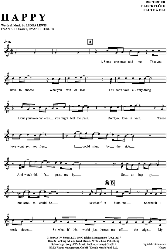 Happy - sheet music by Leona Lewis - 7020197 | notendownload