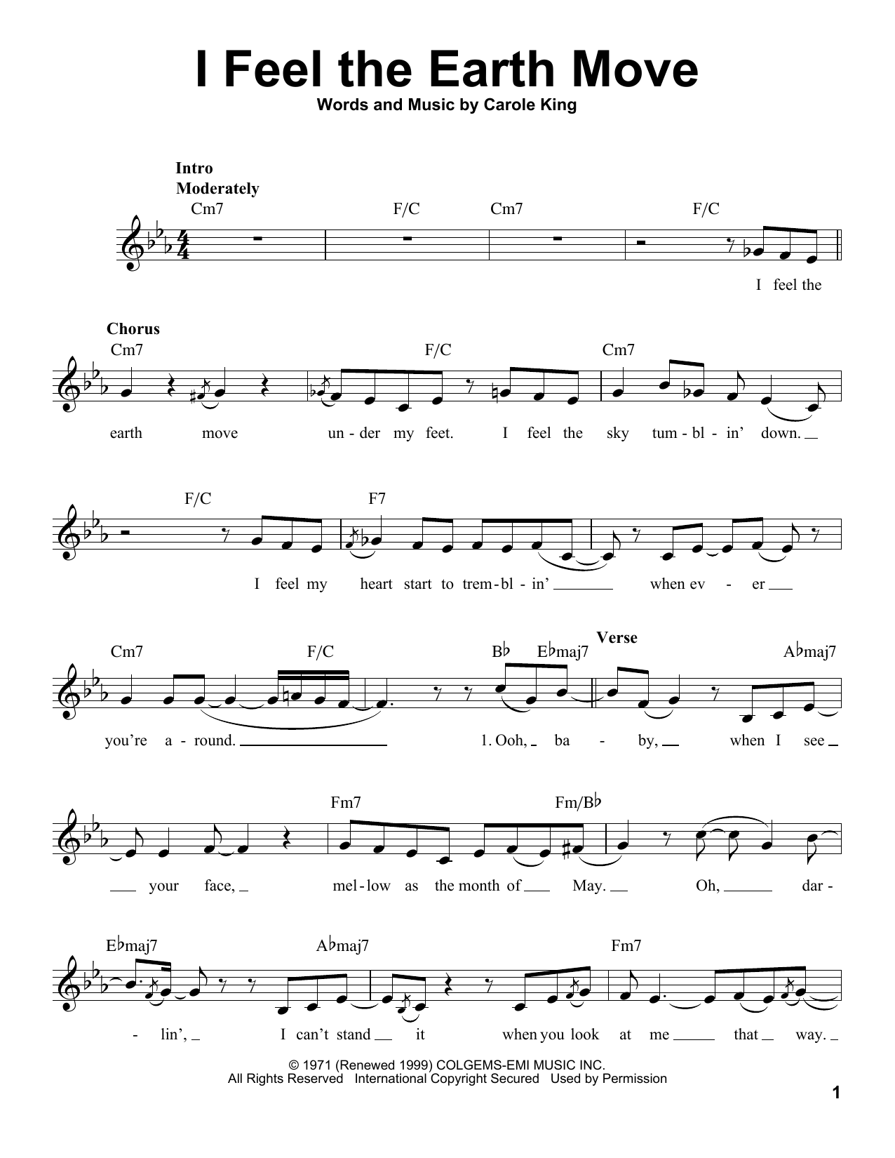 I Feel The Earth Move - sheet music by Carole King - smd-183347 ...