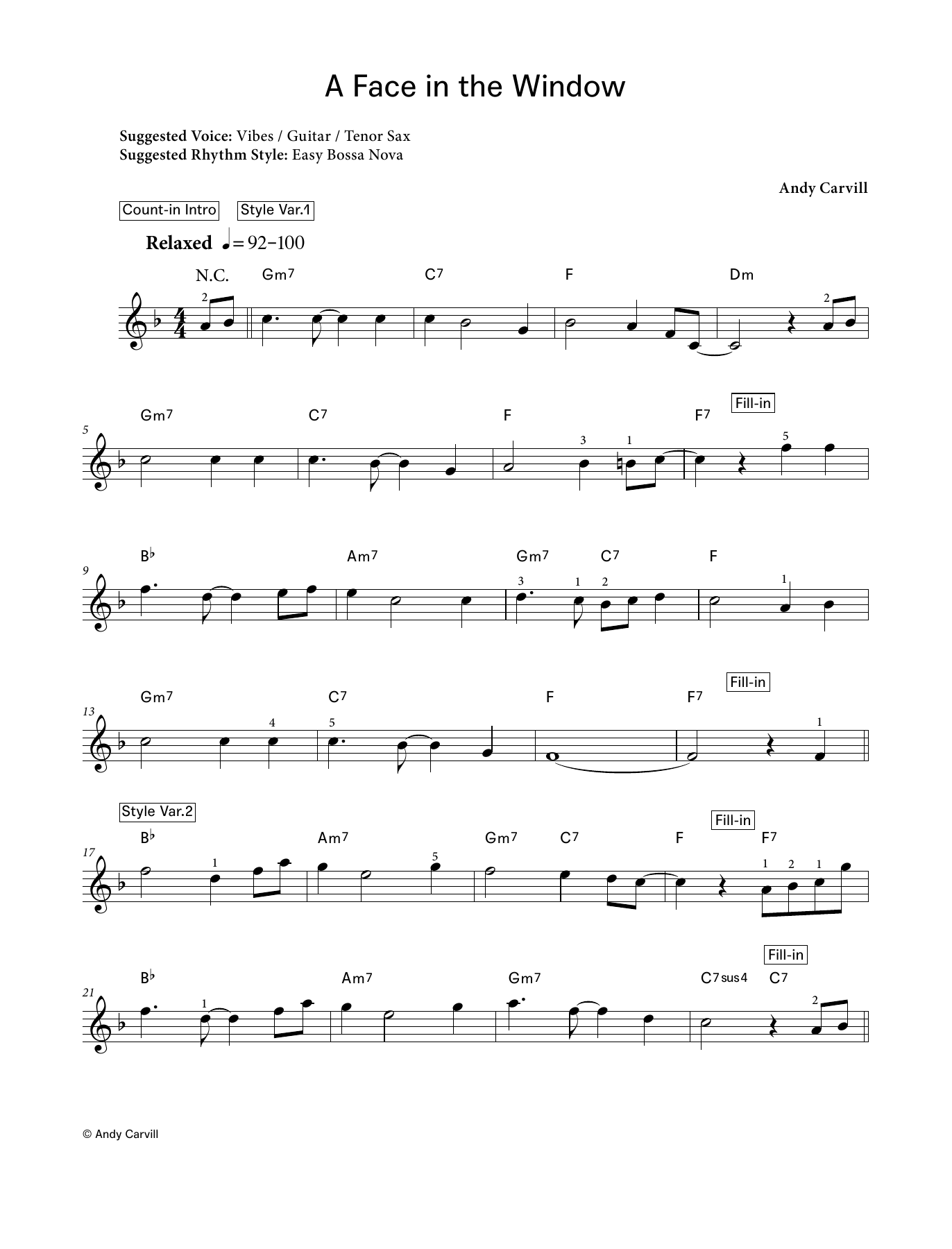 A Face in the Window (LCME Electronic Keyboard Grade 1 List B) (Andy Carvill) | Noten: Solo ...