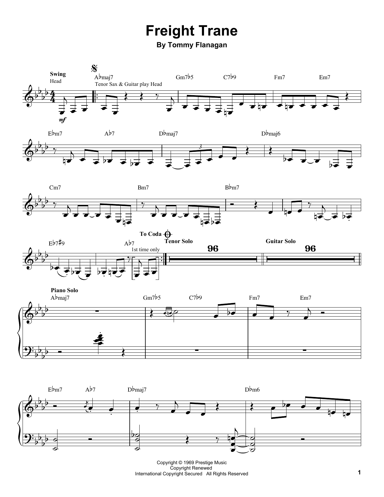 Freight Trane - sheet music by Tommy Flanagan - smd-196676 | notendownload