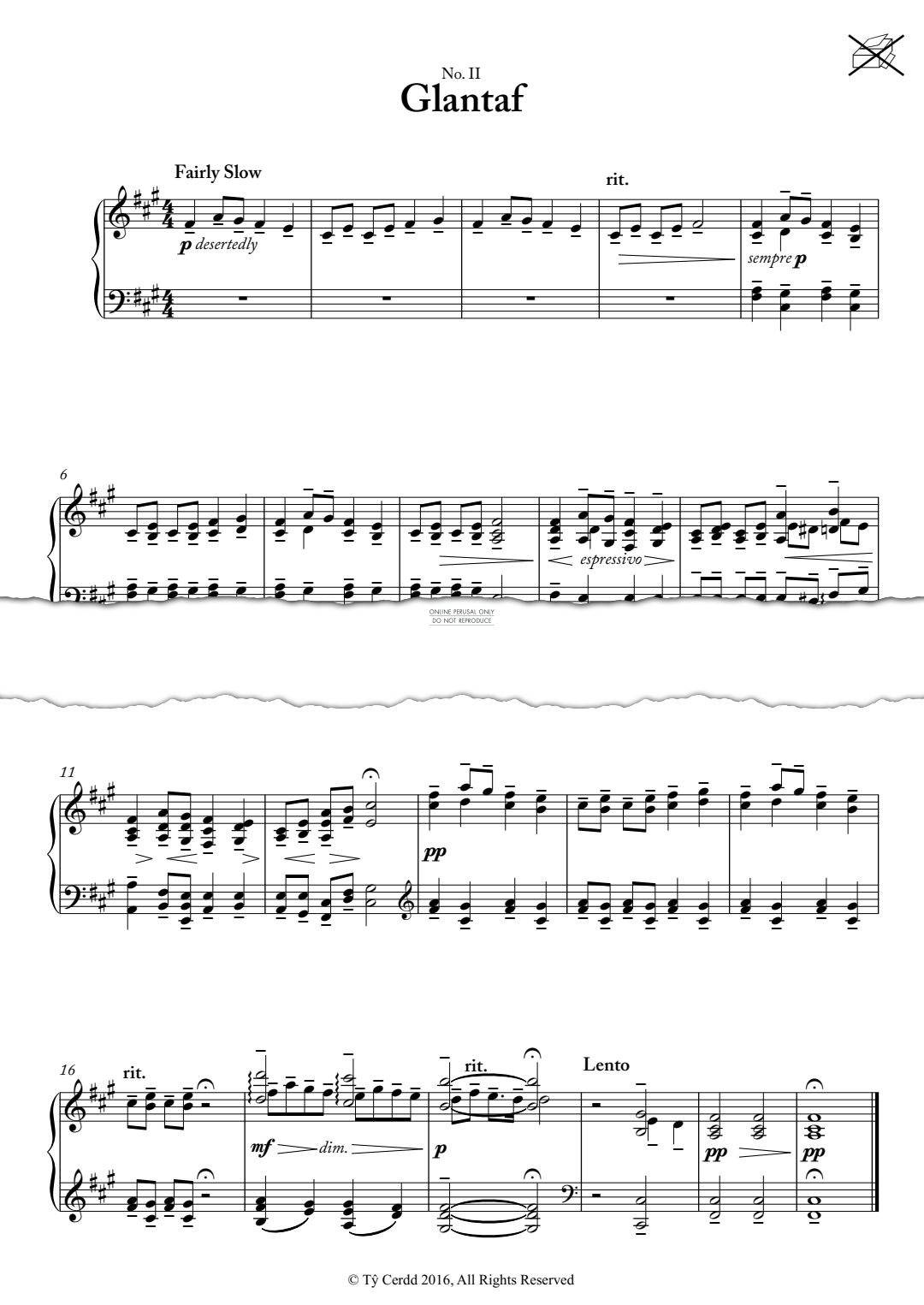 Glantaf (Morfydd Owen) | Sheet Music: Piano | PDF Download