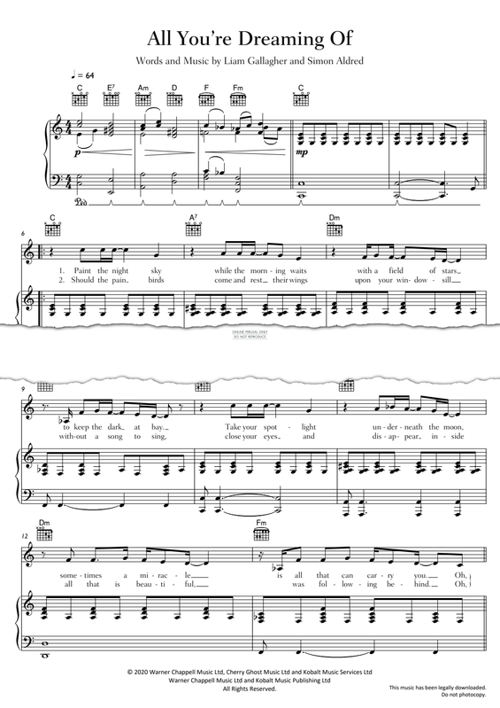 All You're Dreaming Of - sheet music by Liam Gallagher - fbd-40831 | notendownload
