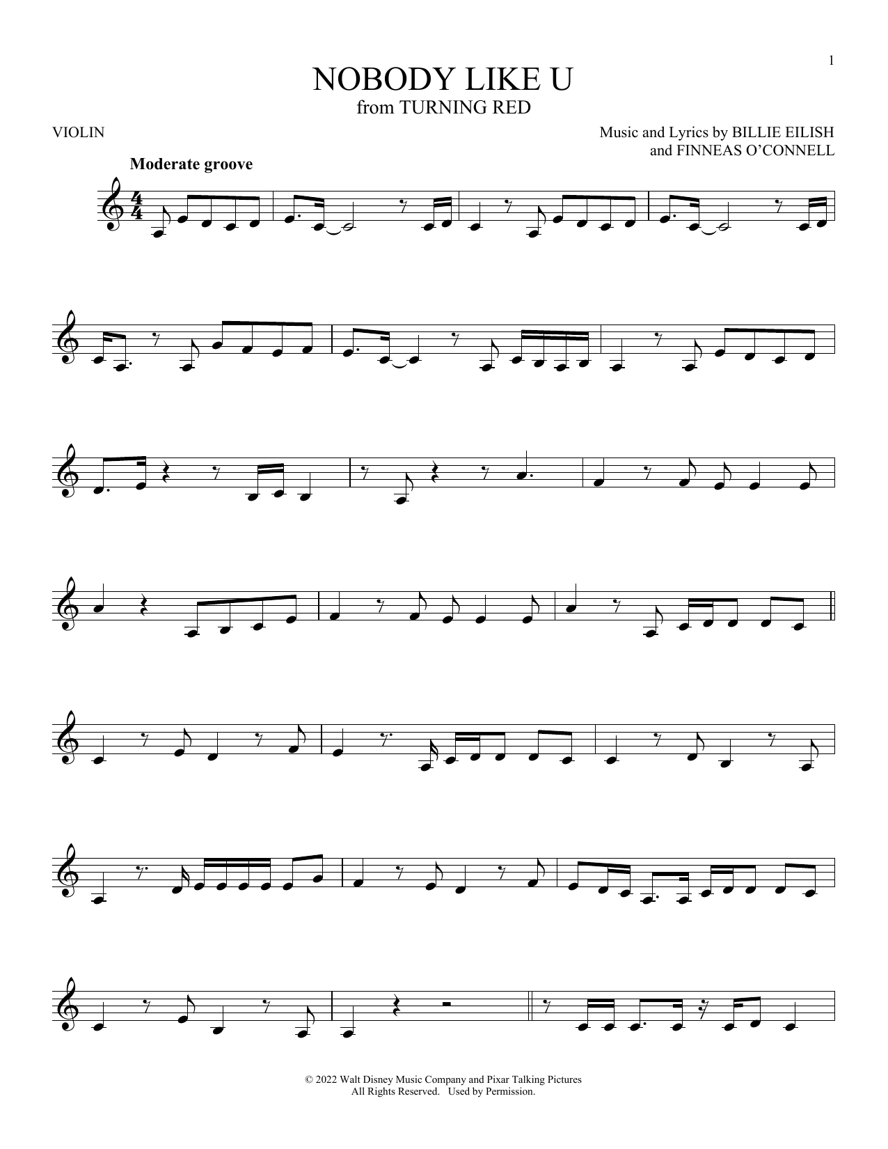 Nobody Like U (from Turning Red) (4*TOWN) | Noten: Violinsolo | PDF ...