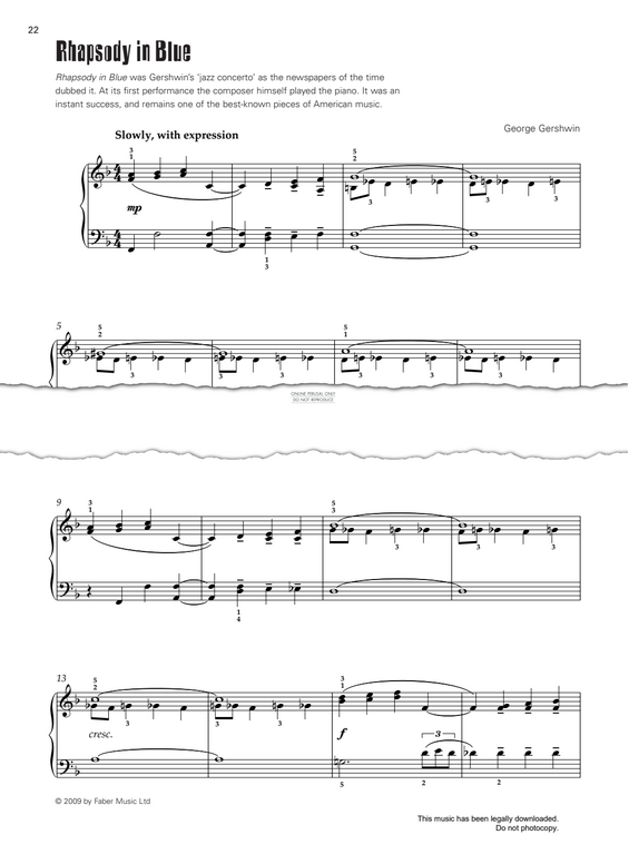 Rhapsody In Blue (George Gershwin) | Sheet Music: Piano | PDF Download