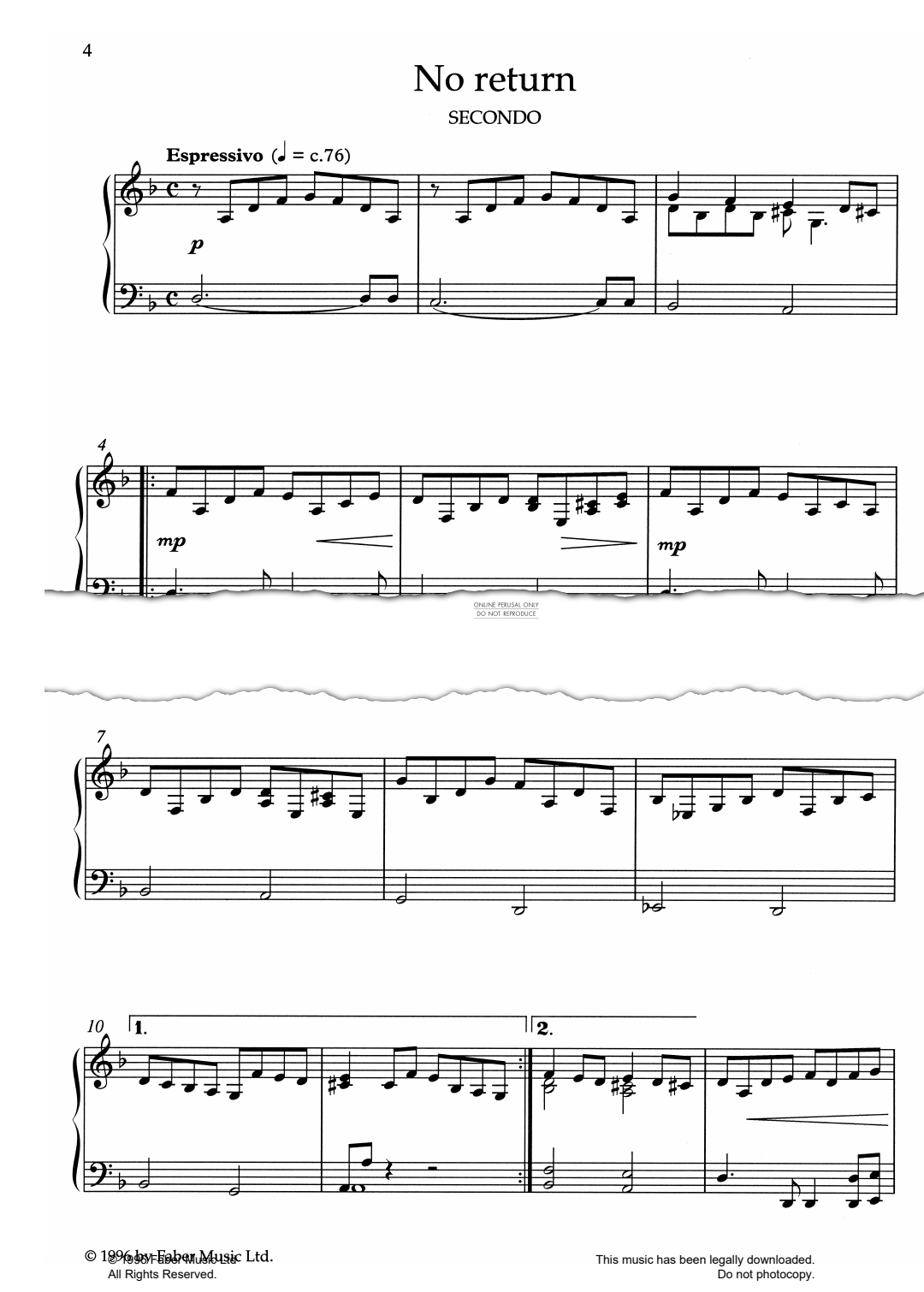 No Return - Noten von Pam Wedgwood - fbd-50114 | notendownload