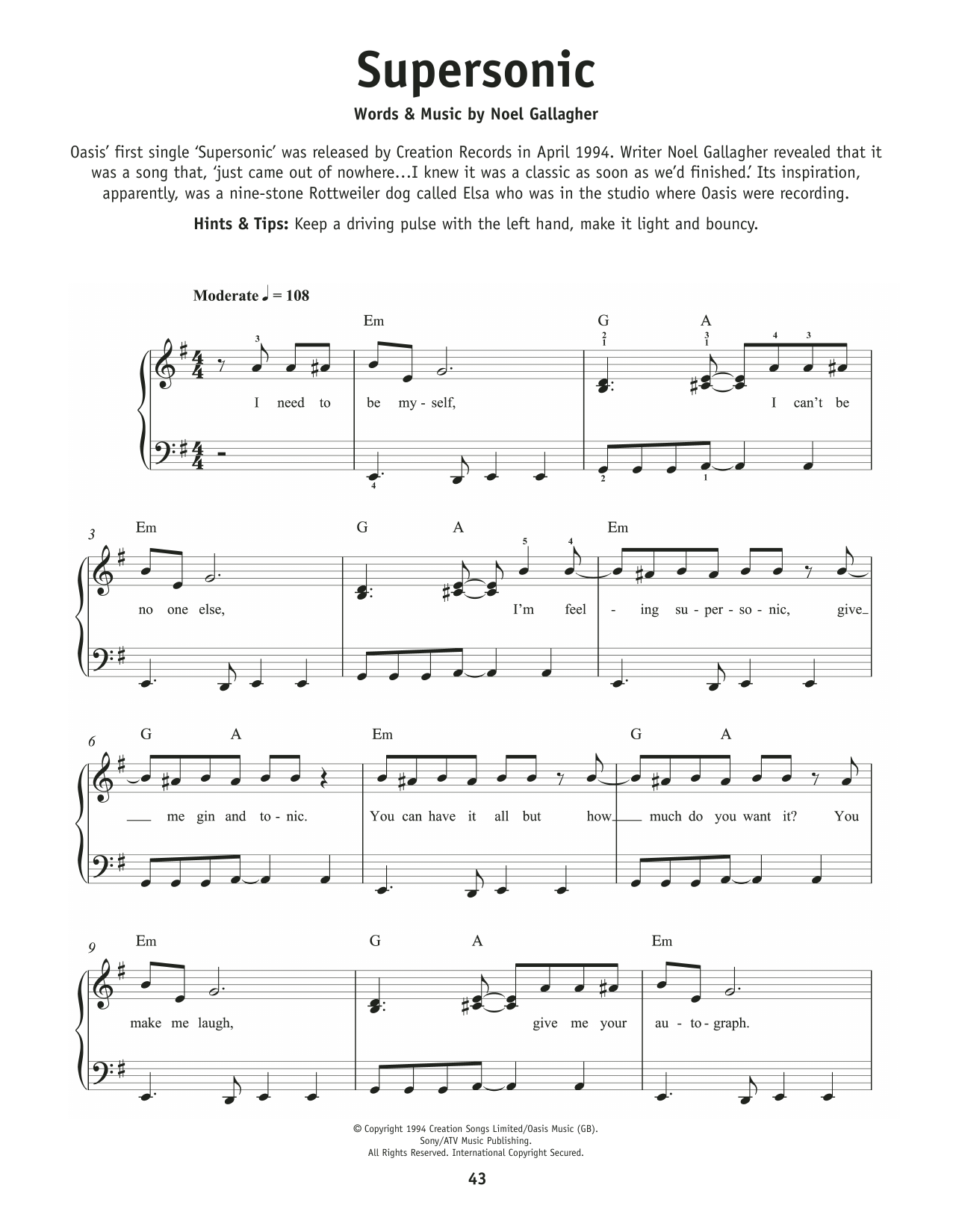 Supersonic - sheet music by Oasis - smd-1615044 | notendownload