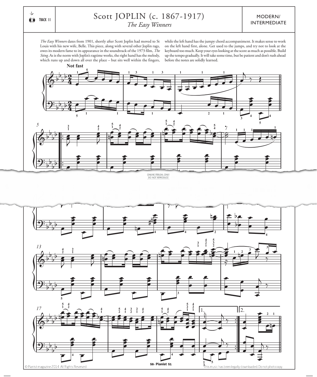 The Easy Winners - sheet music by Scott Joplin - fbd-28040 | notendownload