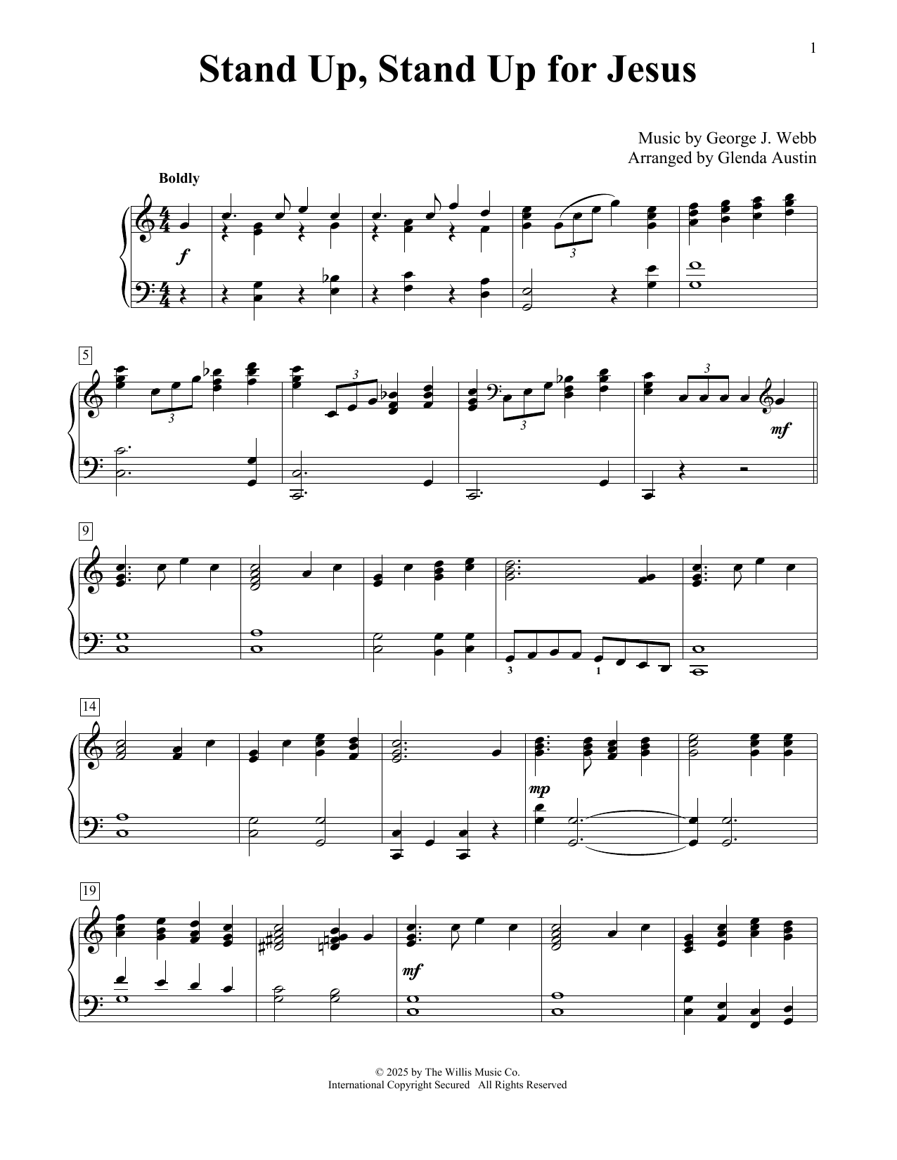 Stand Up, Stand Up For Jesus (arr. Glenda Austin) - sheet music by ...