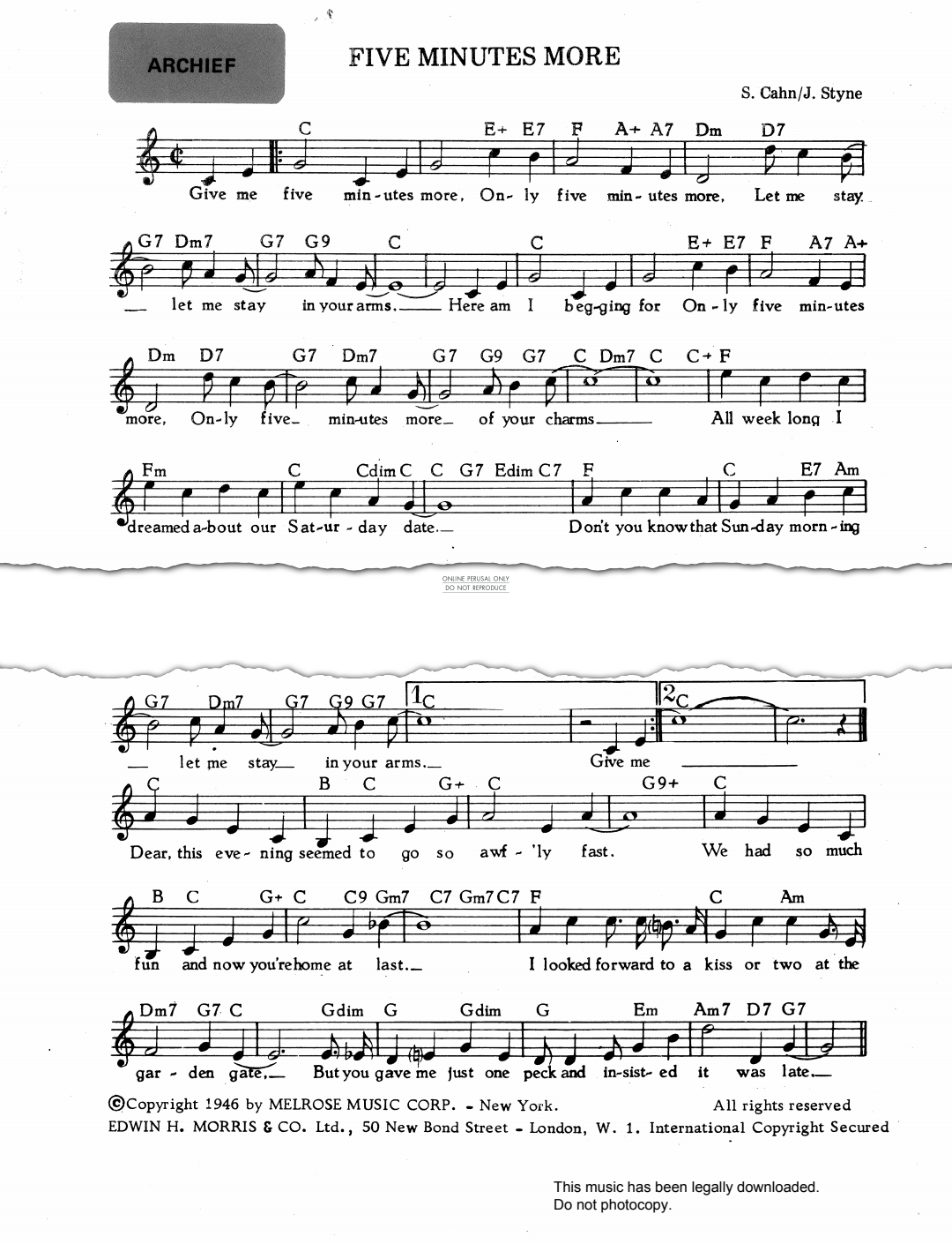 Five Minutes More - sheet music by Jule Styne - fbd-33999 | notendownload