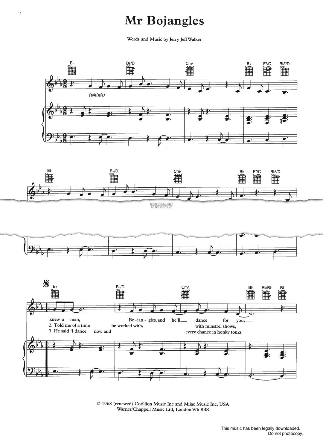 Mr. Bojangles (Sammy Davis Jr) | Noten: Gitarre, Klavier, Gesang | PDF ...