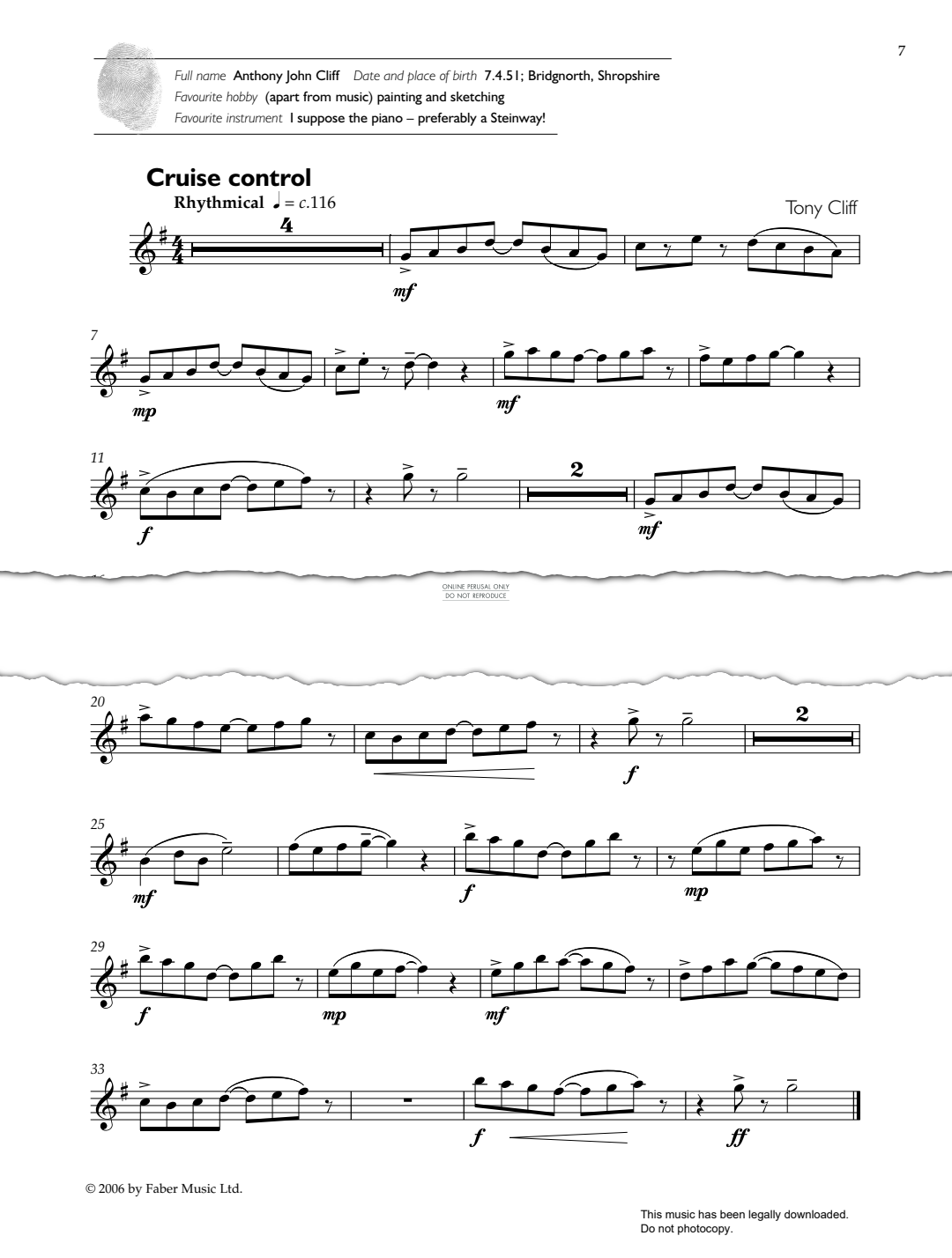 Cruise Control (Anthony Cliff) | Sheet Music: Piano, Alto Saxophone ...
