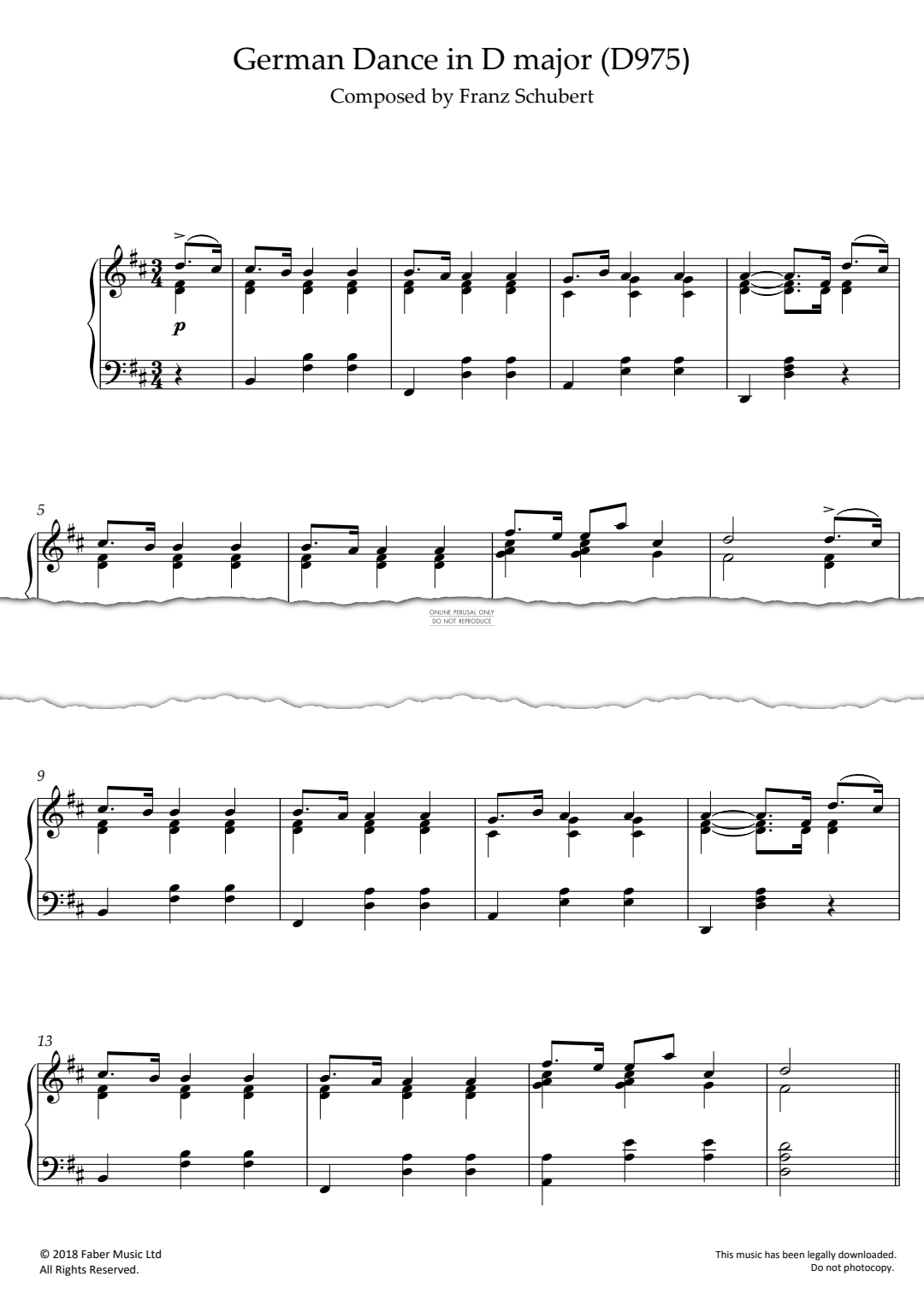 German Dance in D Major, D975 - Noten von Franz Schubert - fbd-35797 ...