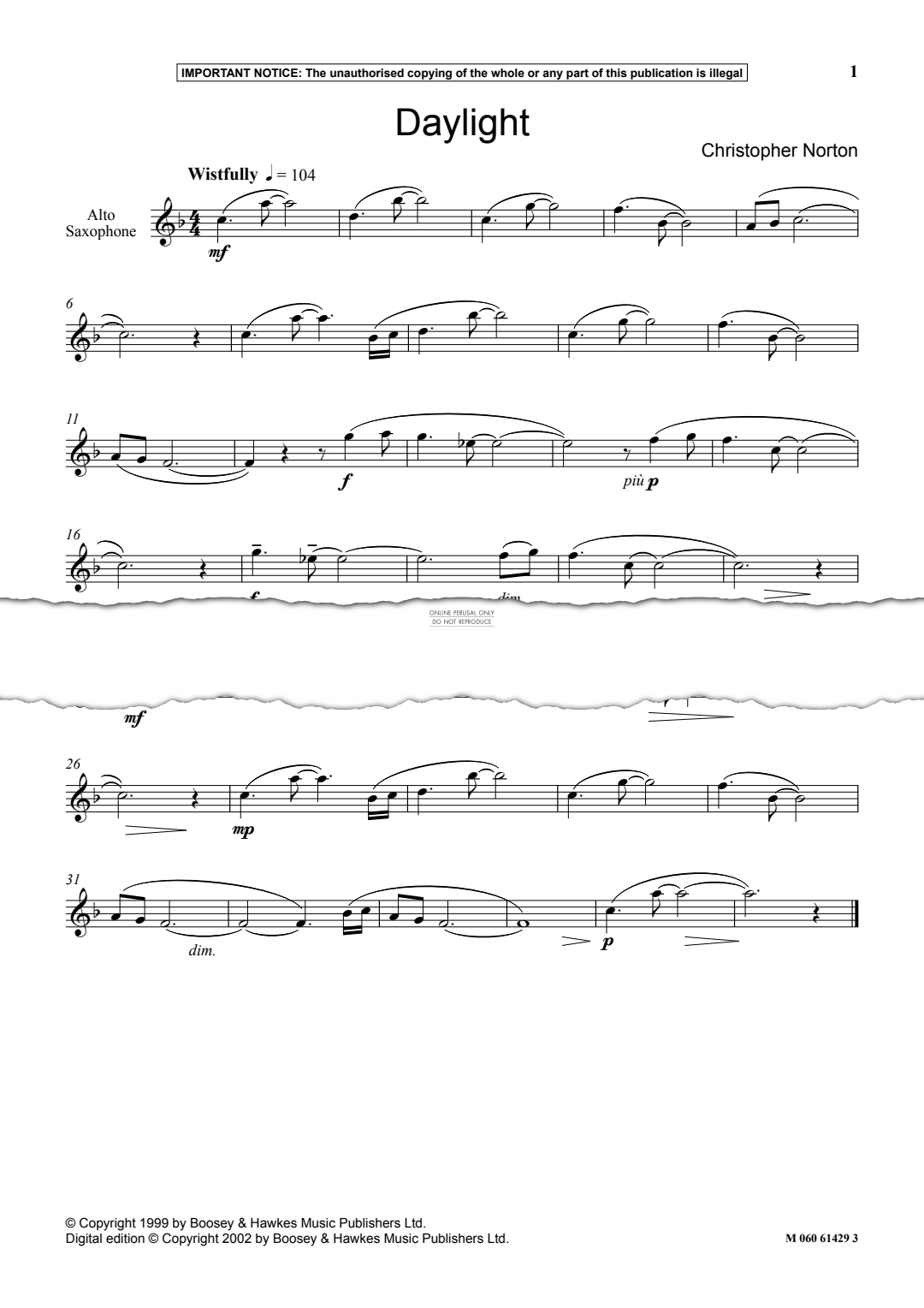 Daylight - sheet music by Christopher Norton - fbd-9861 | notendownload