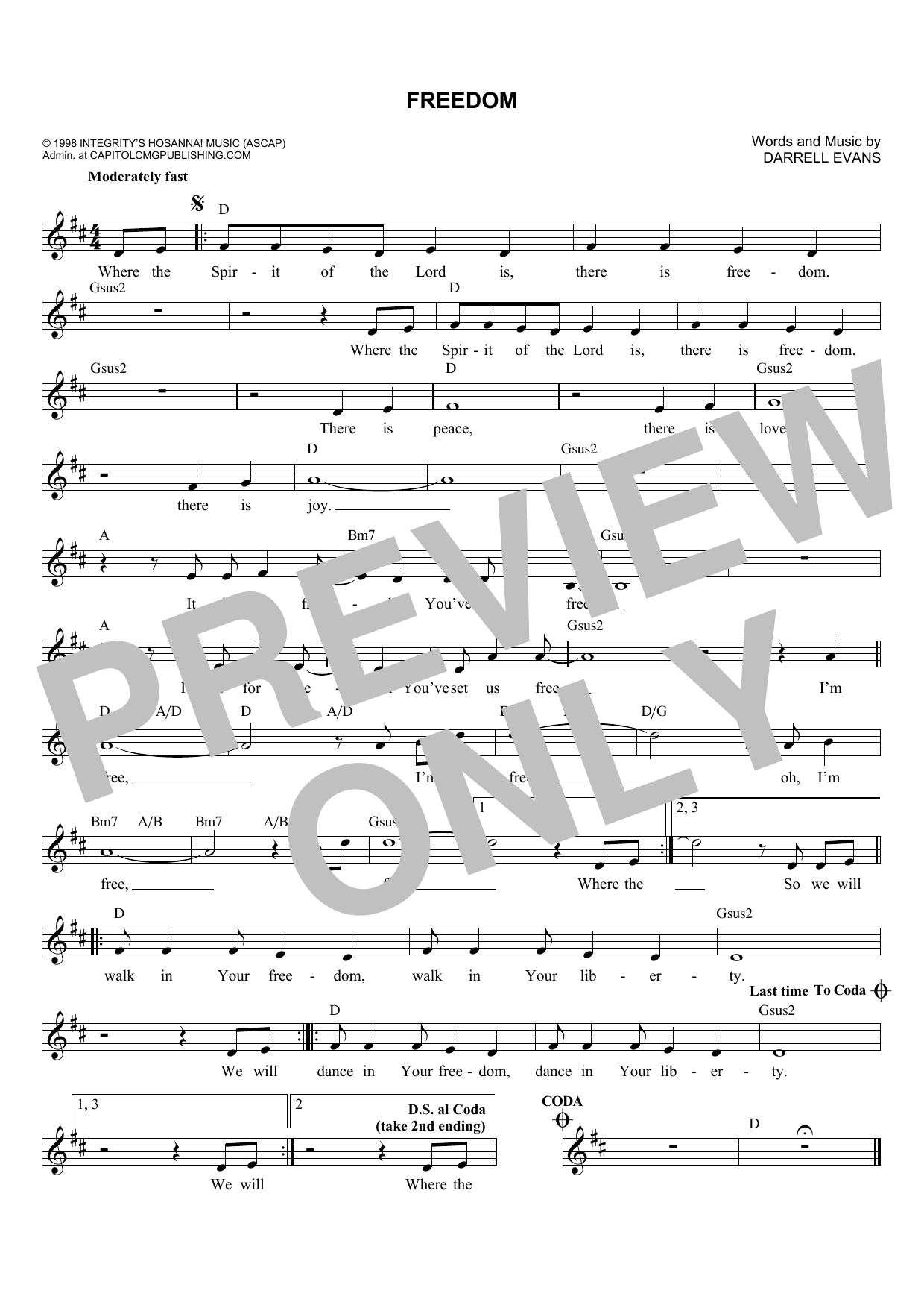 Freedom - sheet music by Darrell Evans - smd-179581 | notendownload
