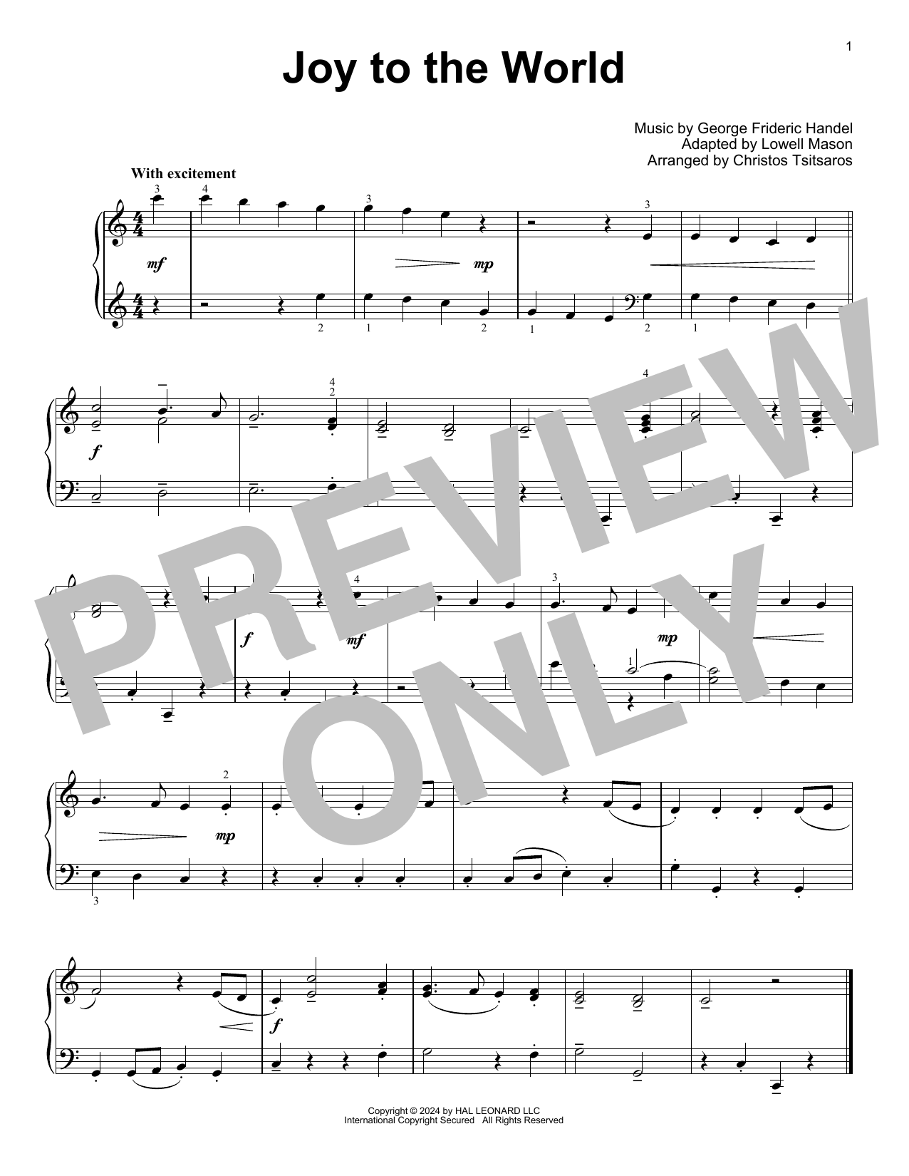 Joy To The World (arr. Christos Tsitsaros) - Online Noten von - smd ...
