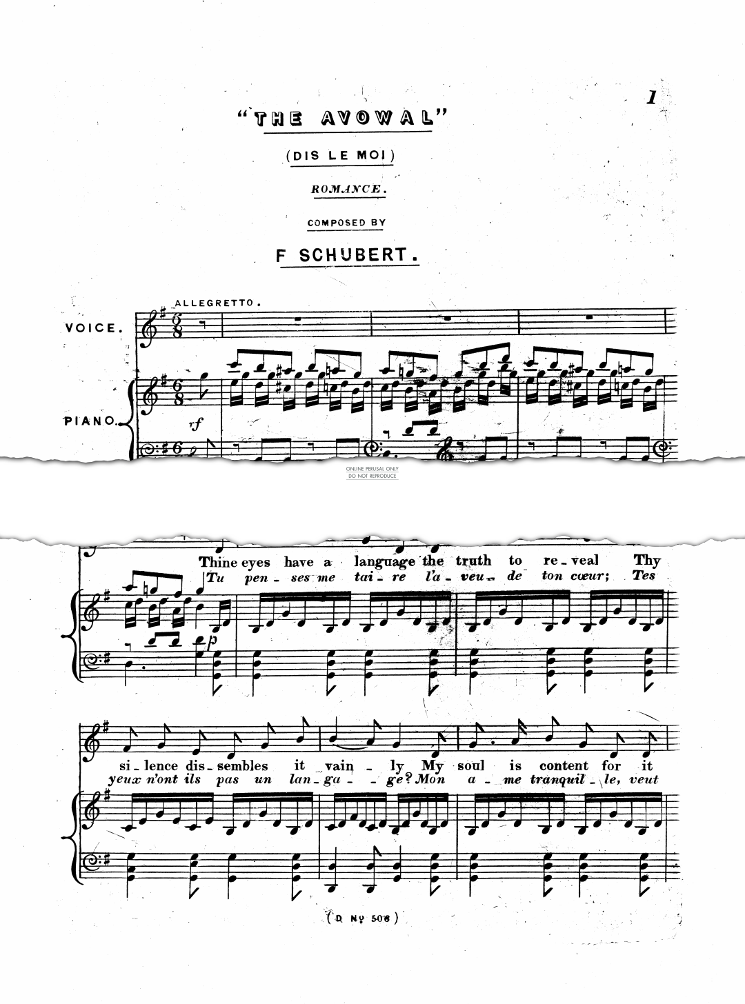 The Avowal (Dis Le Moi) - sheet music by Francois Schubert - fbd-20669 ...