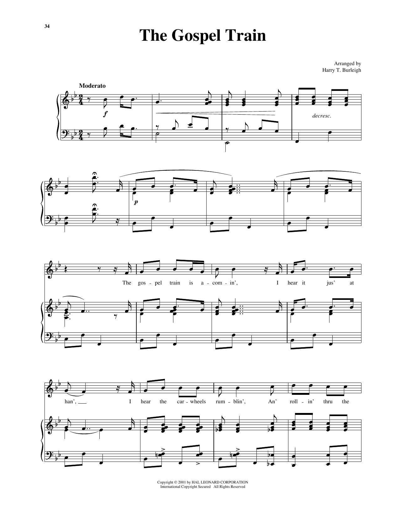 The Gospel Train (African American Spiritual) | Sheet Music: Piano ...