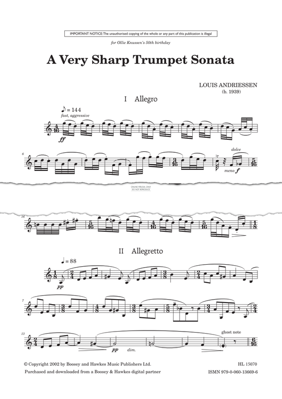 A Very Sharp Trumpet Sonata - sheet music by Louis Andriessen - fbd ...