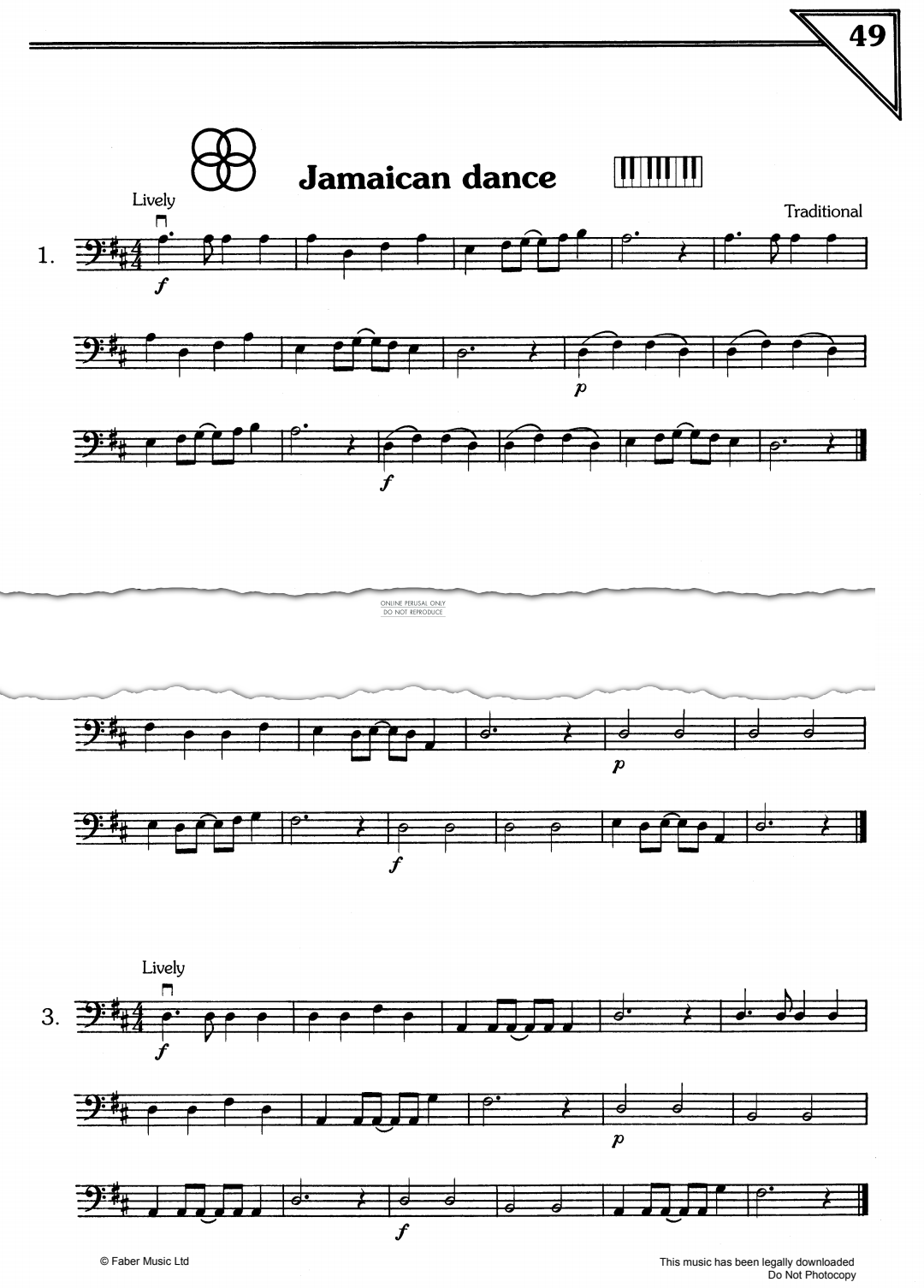 Jamaican Dance (Traditional) | Sheet Music: Cello | PDF Download