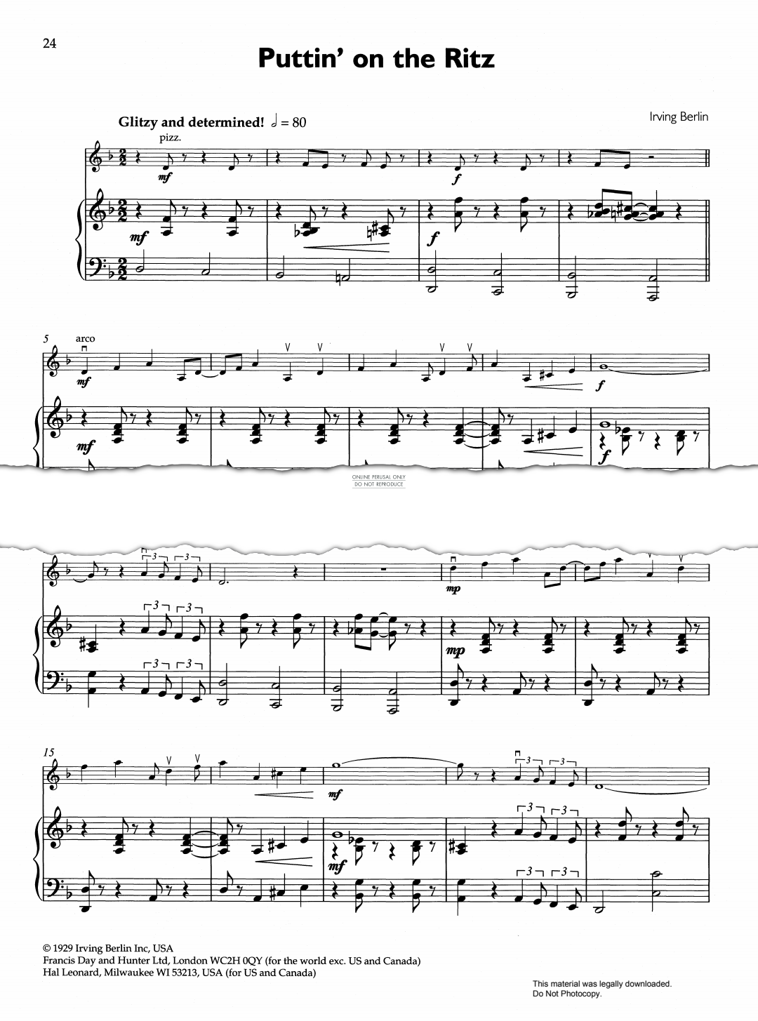 Puttin' On The Ritz/Introduction And Rondo (Irving Berlin, Mary Cohen ...