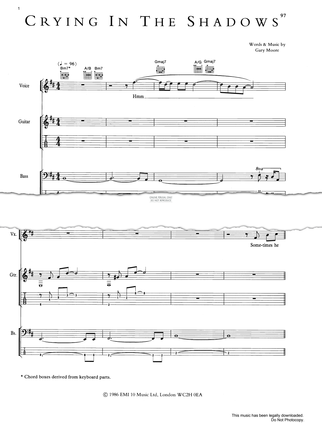 Crying In The Shadows - Noten von Gary Moore - fbd-2948 | notendownload