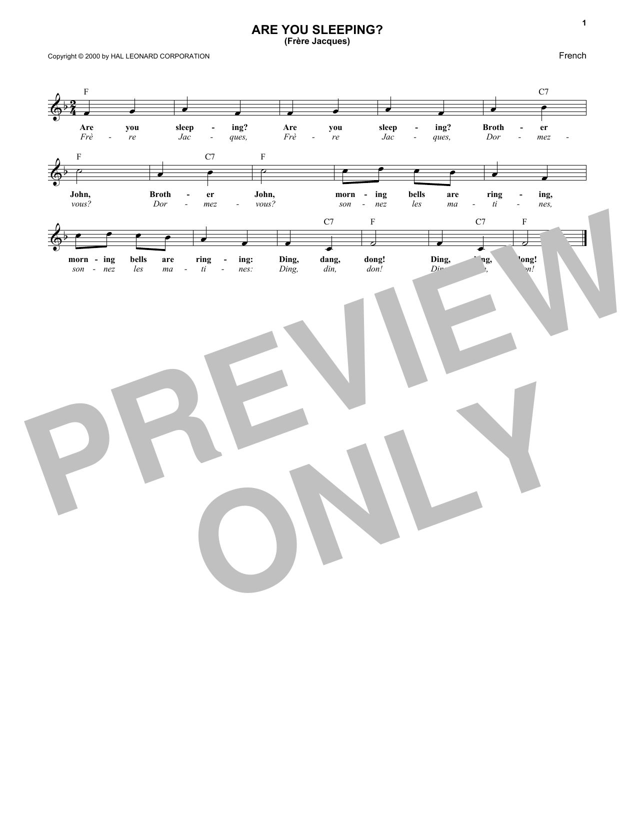 Frere Jacques (Are You Sleeping?) - sheet music by - smd-181619 ...