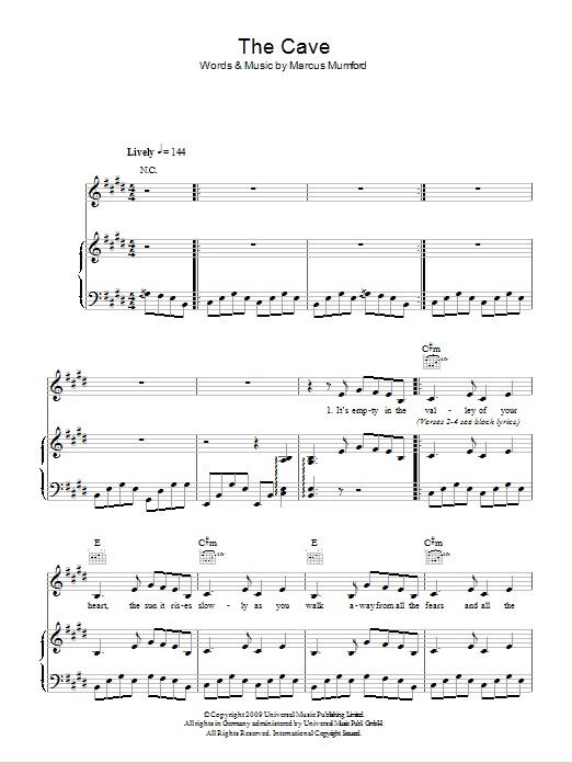 The Cave - sheet music by Mumford & Sons - smd-101484 | notendownload