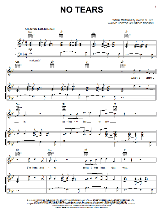 No Tears - sheet music by James Blunt - smd-85324 | notendownload