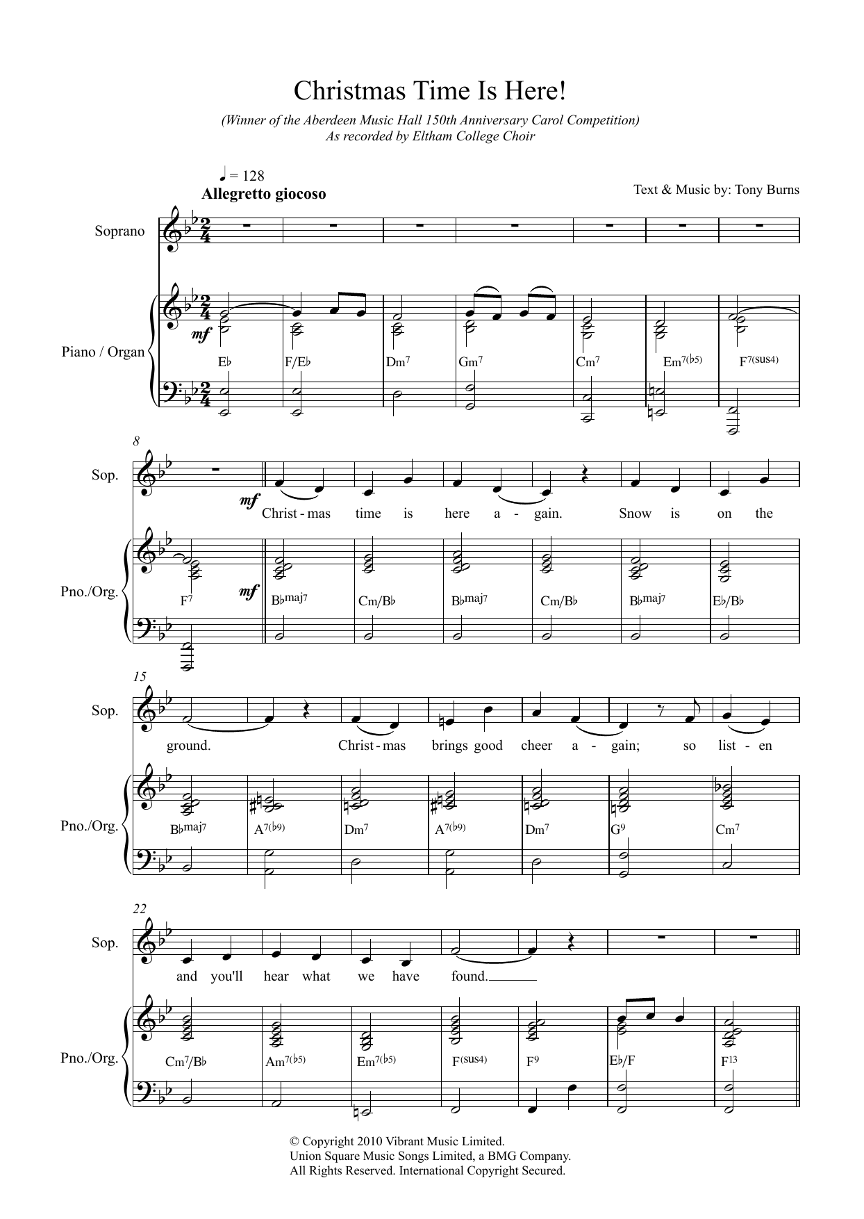 Christmas Time Is Here! (Tony Burns) | Sheet Music: Unison Choir | PDF ...