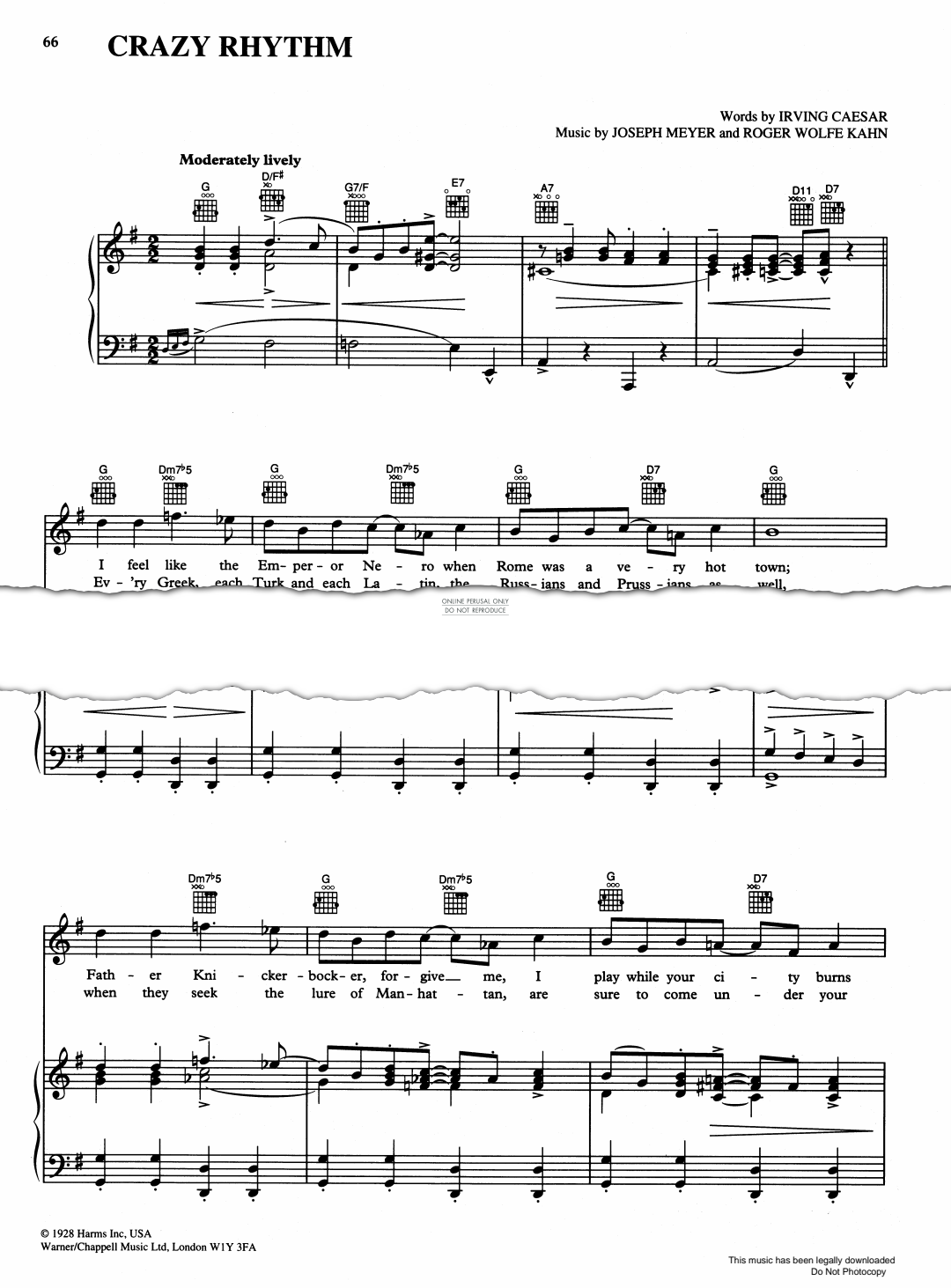 Crazy Rhythm - sheet music by Irving Caesar - fbd-7250 | notendownload