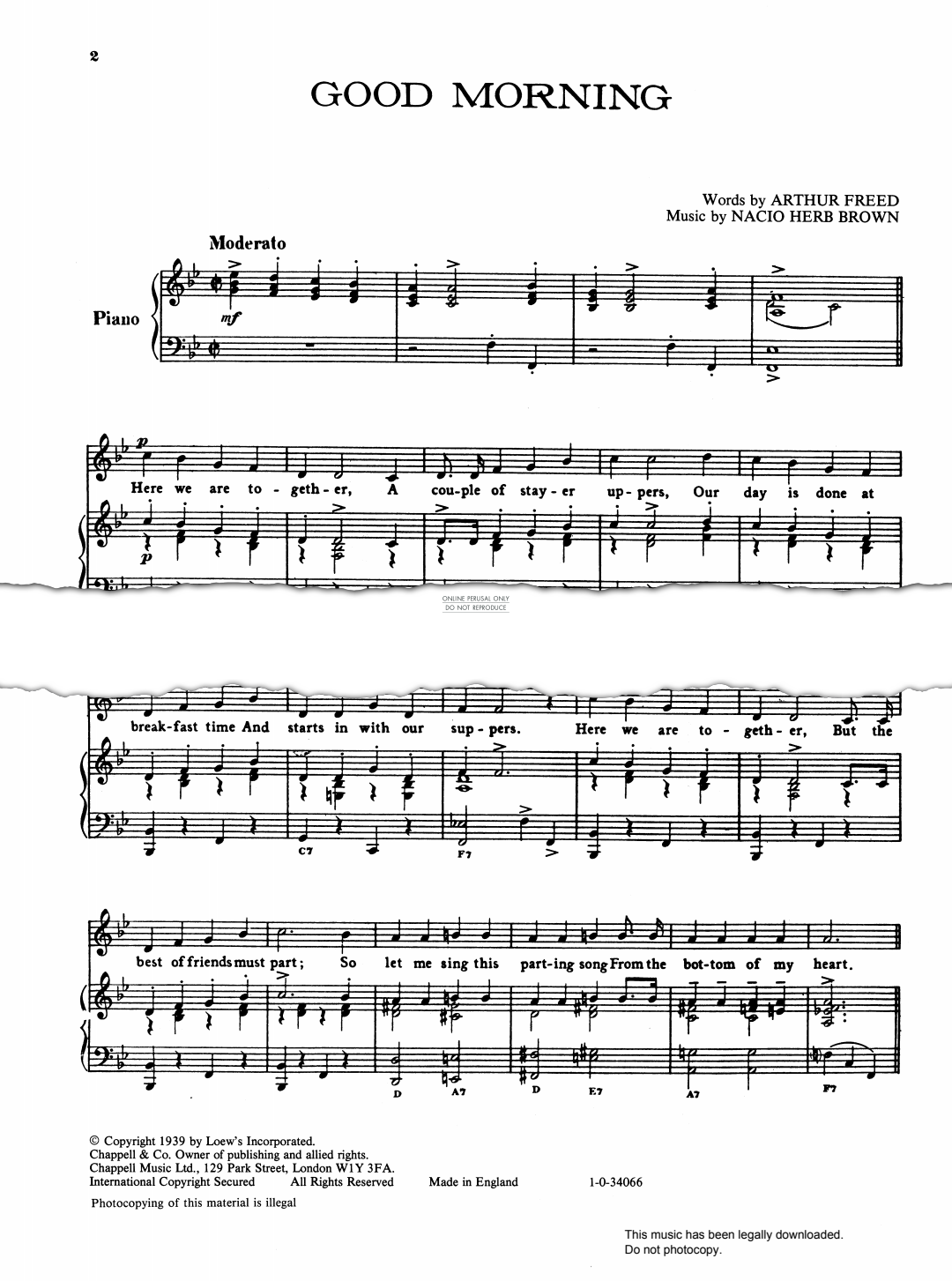 Good Morning - sheet music by Judy Garland - fbd-27600 | notendownload