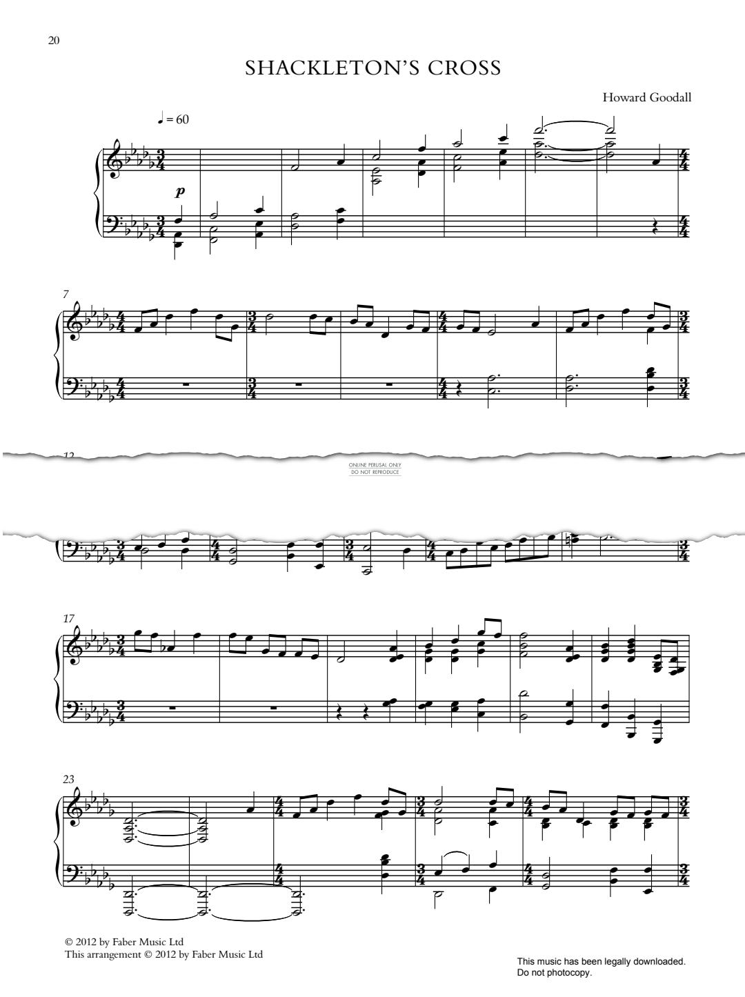 Shackleton's Cross (Howard Goodall) | Sheet Music: Piano | PDF Download