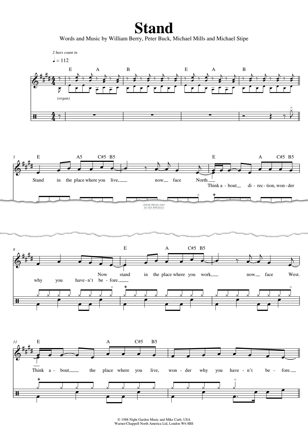 Stand - sheet music by R.E.M. - fbd-678 | notendownload