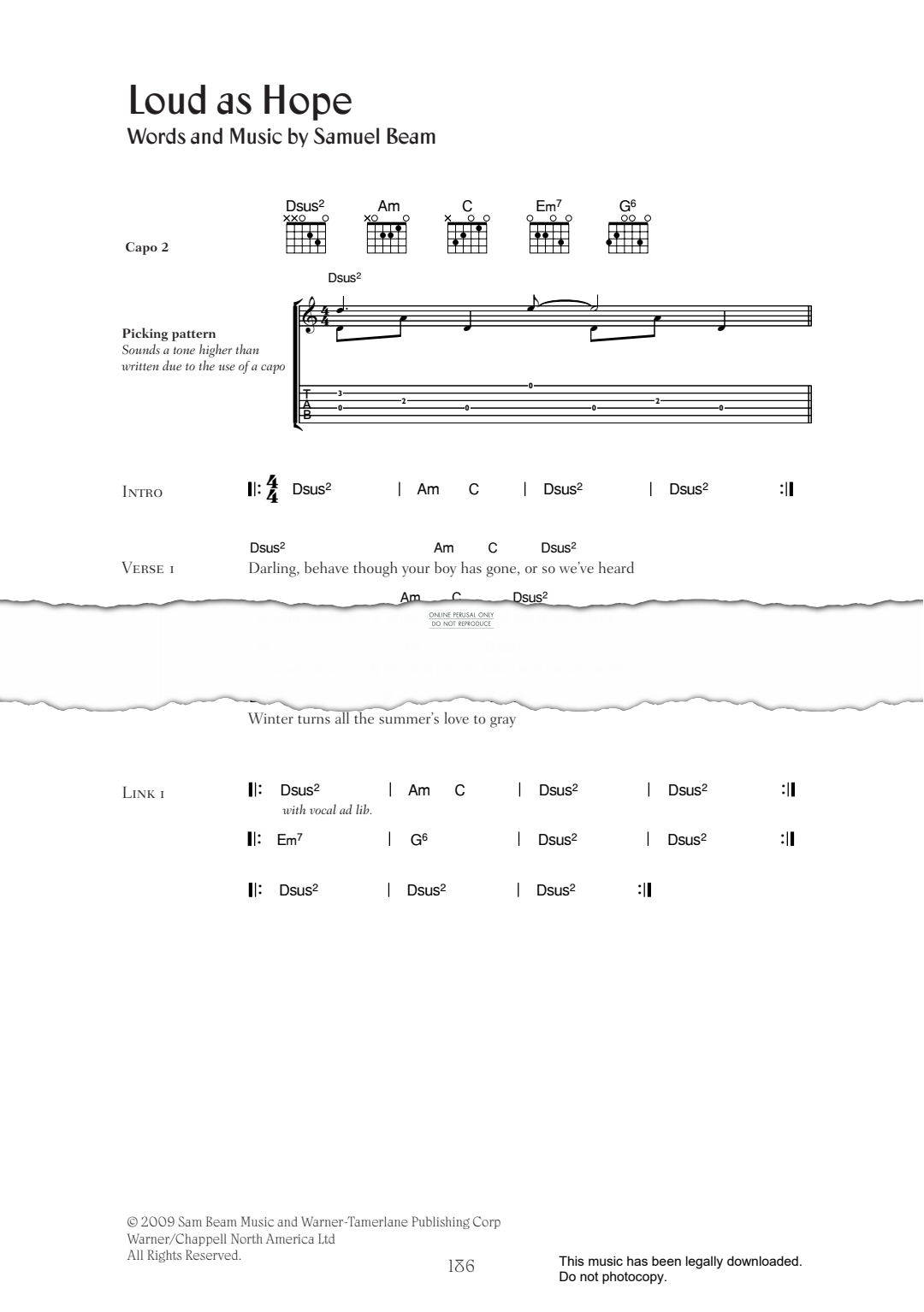 Loud As Hope - sheet music by Iron & Wine - fbd-40522 | notendownload