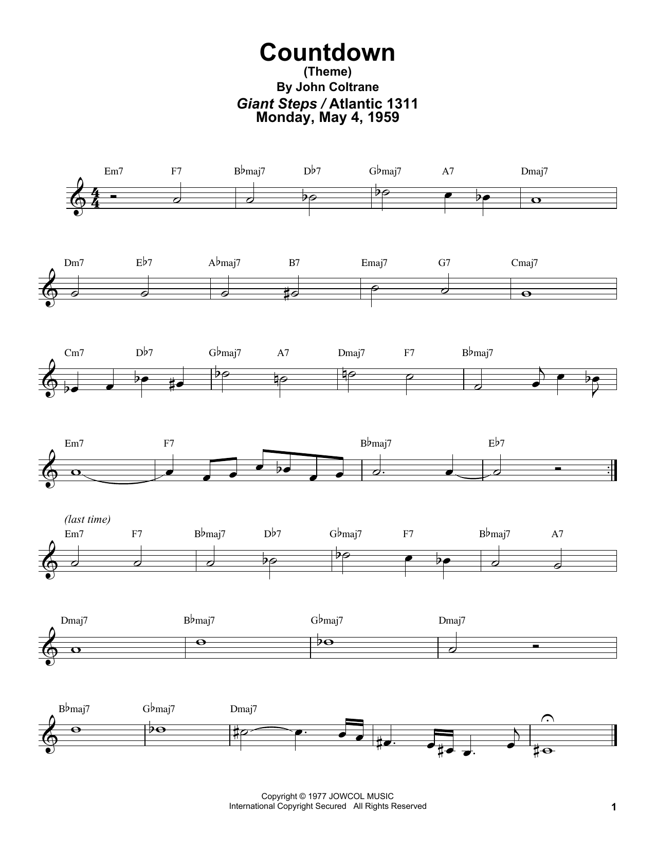 Countdown - sheet music by John Coltrane - smd-442311 | notendownload