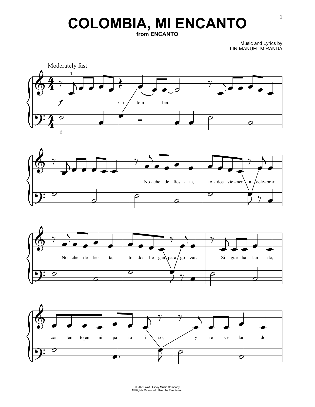 Colombia, Mi Encanto (from Encanto) (Lin-Manuel Miranda) | Sheet Music ...