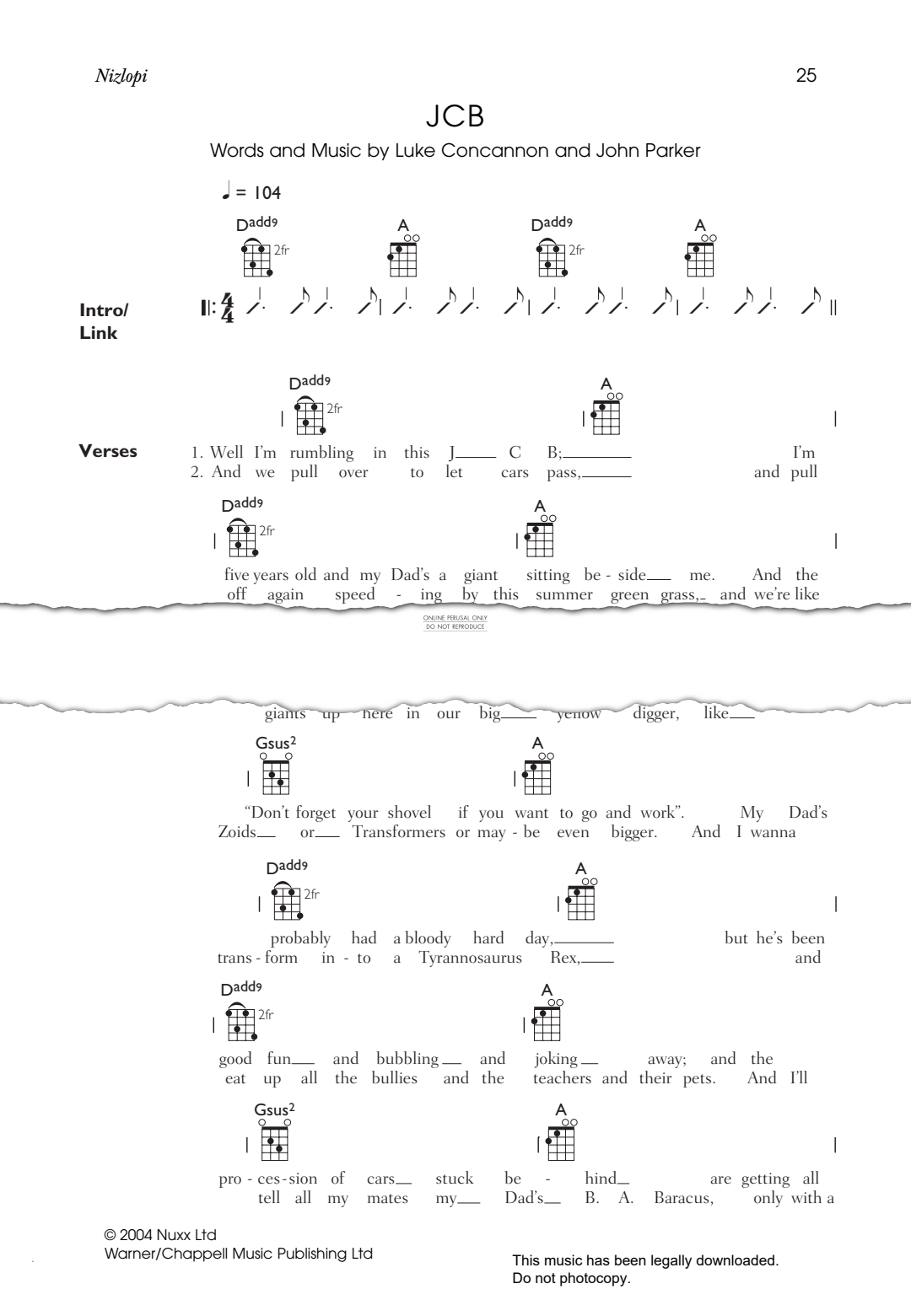 JCB Song - Noten von Nizlopi - fbd-39399 | notendownload