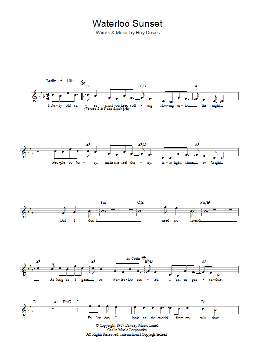Waterloo Sunset - sheet music by The Kinks - smd-47722 | notendownload