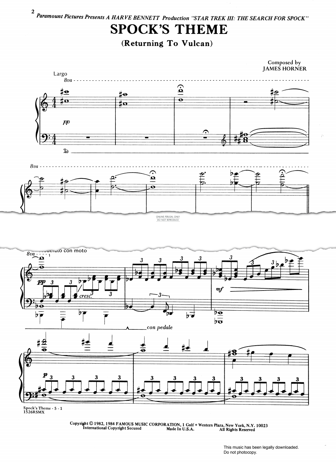 Spock's Theme (Returning To Vulcan) (from 'Star Trek III: The Search ...