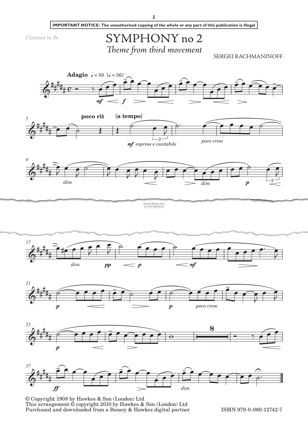 Symphony No. 2 - Theme from Third Movement - sheet music by Sergei ...