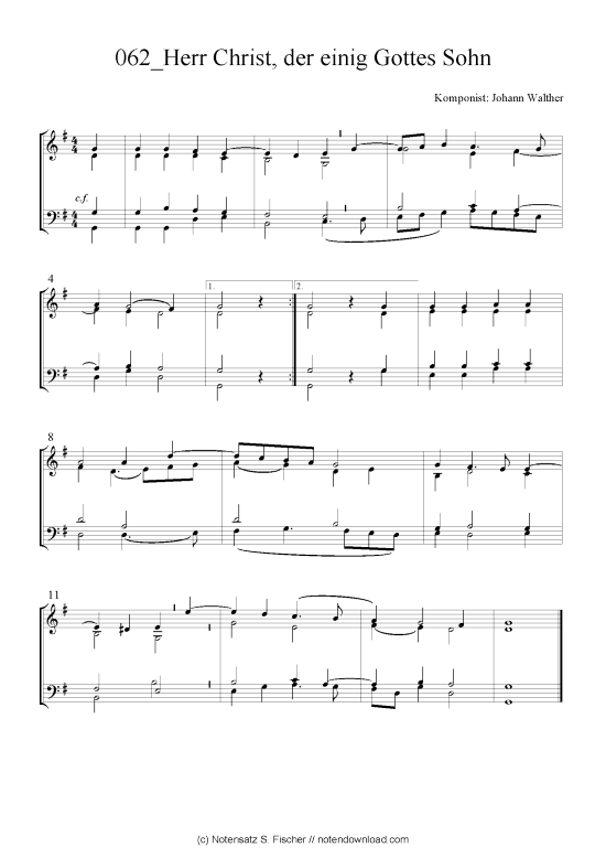 Herr Christ, der einig Gottes Sohn (Johann Walther) | Noten: Quartett ...