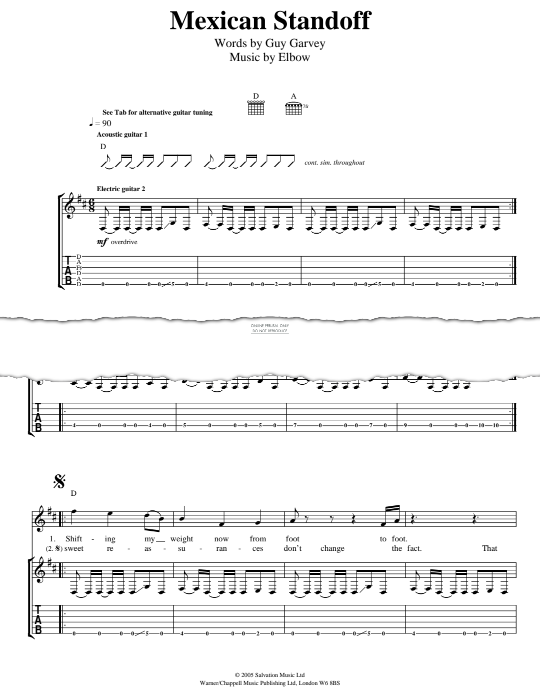 Mexican Standoff - sheet music by Elbow - fbd-71 | notendownload
