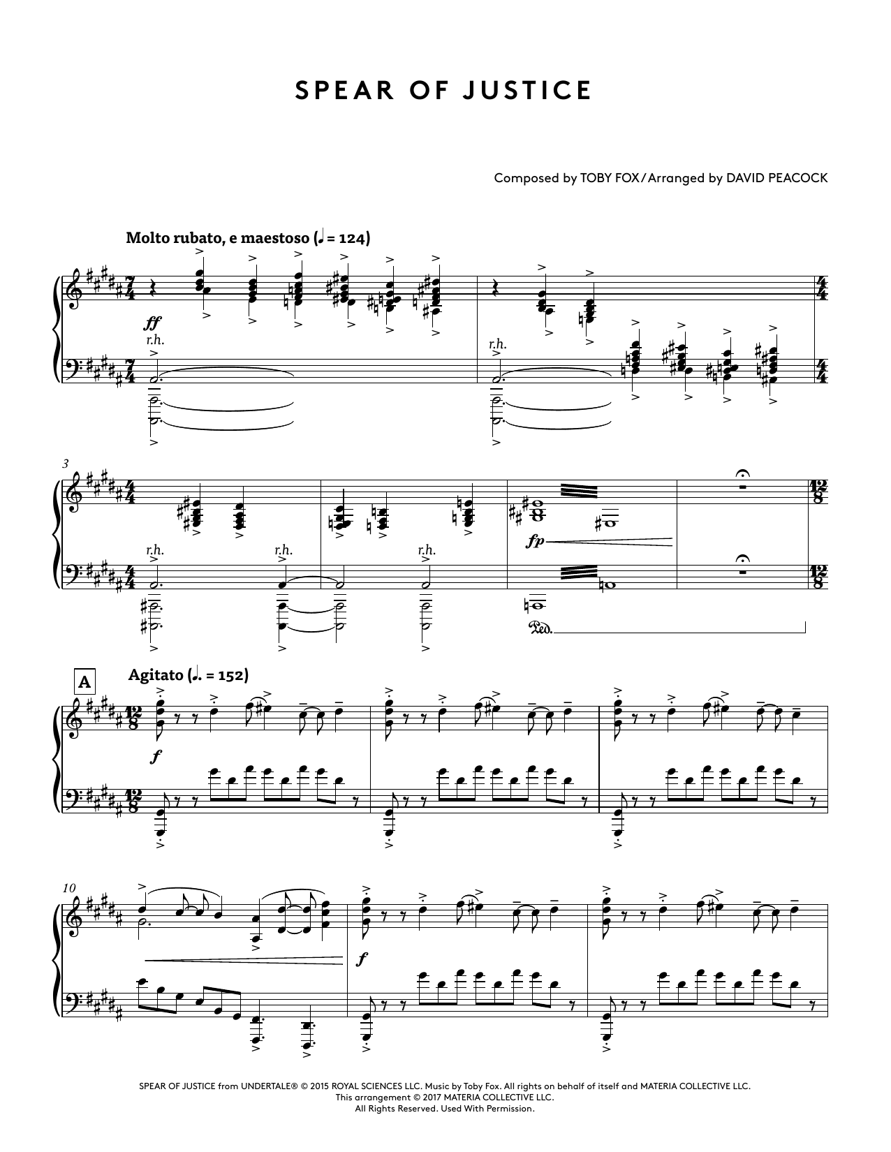 Spear of Justice (from Undertale Piano Collections) (arr. David Peacock) - Online Noten von ...