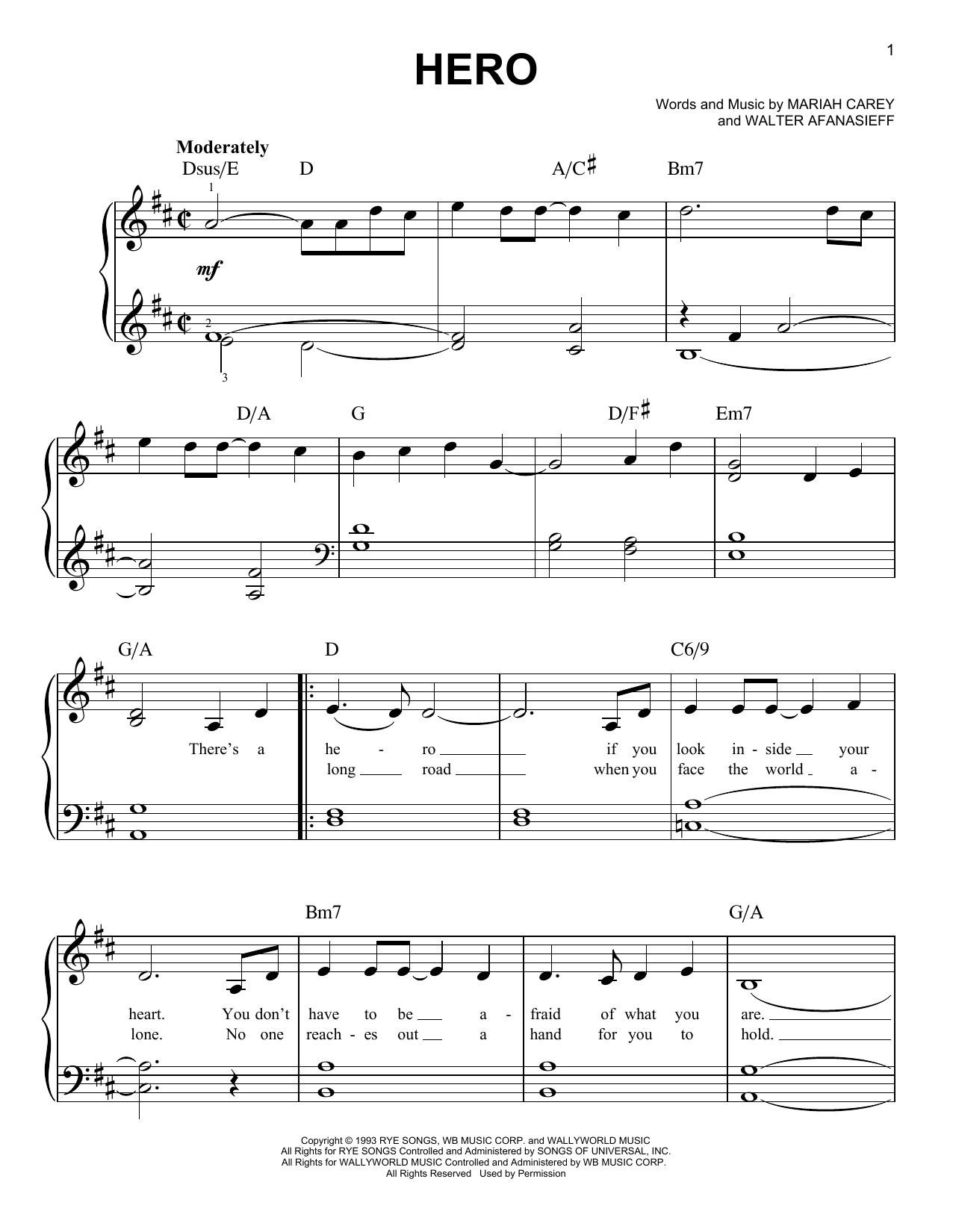 Hero - sheet music by Mariah Carey - smd-250063 | notendownload
