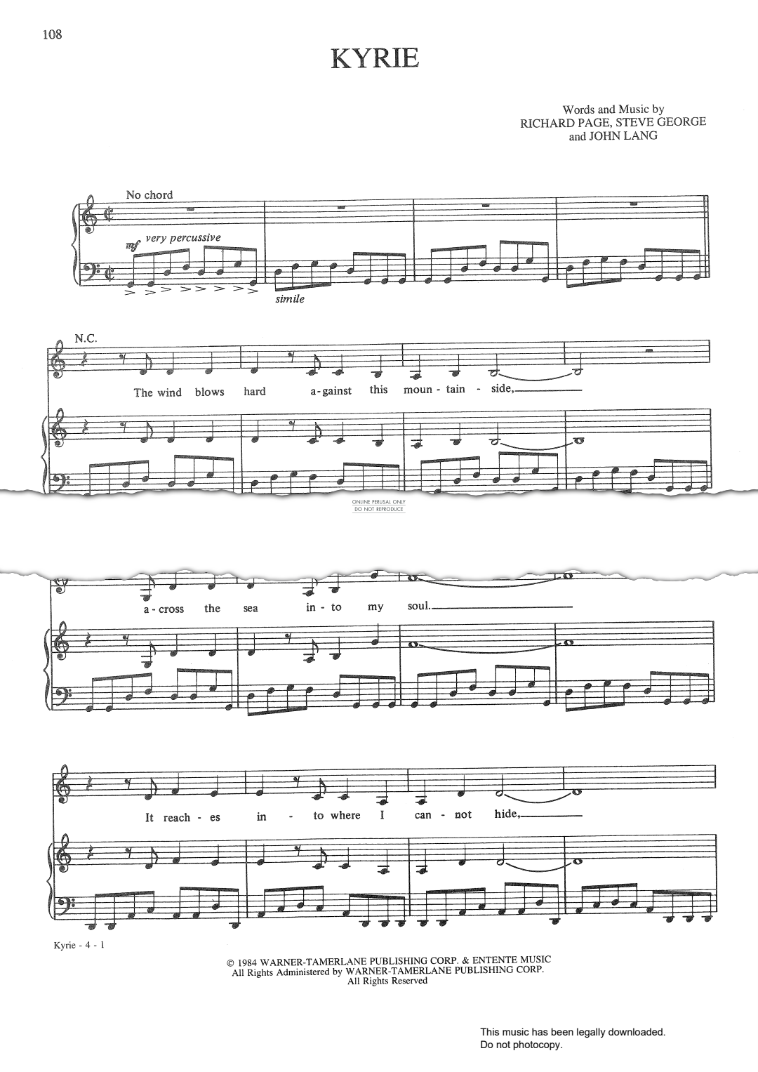 Kyrie - Noten von Mr Mister - fbd-43750 | notendownload