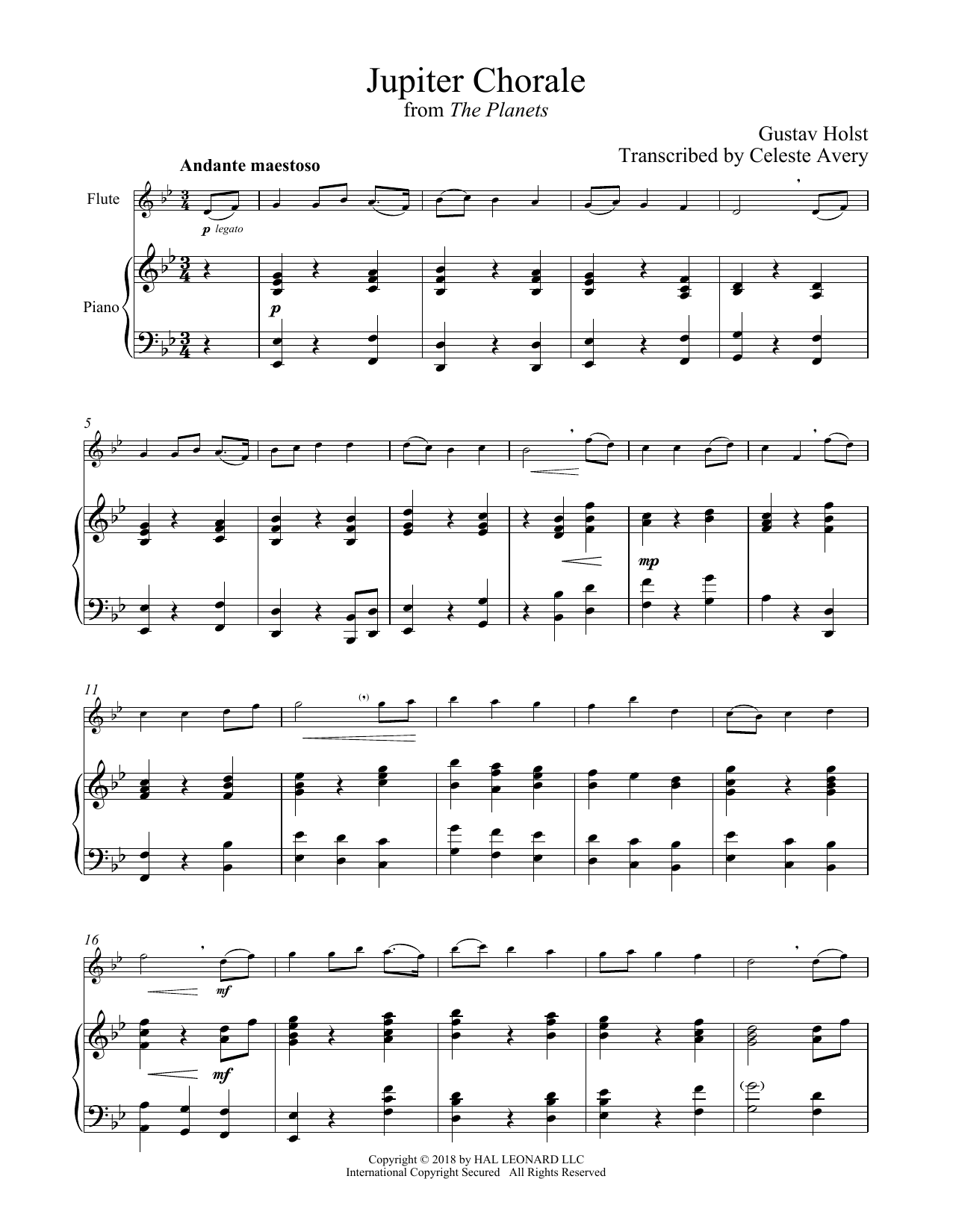 Jupiter (Gustav Holst) | Sheet Music: Flute and Piano | PDF Download